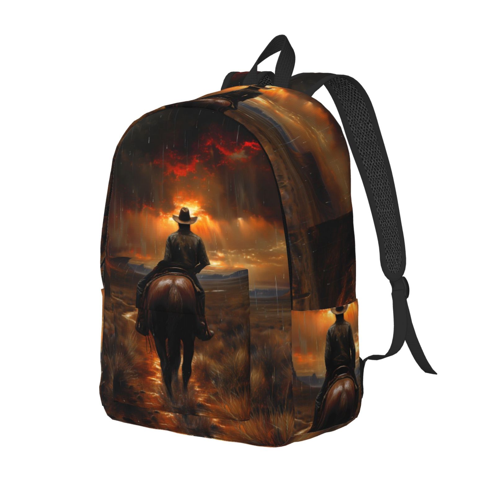 Yiaed Western Rainy Desert Cowboy Print Print Laptop Backpack Travel ...