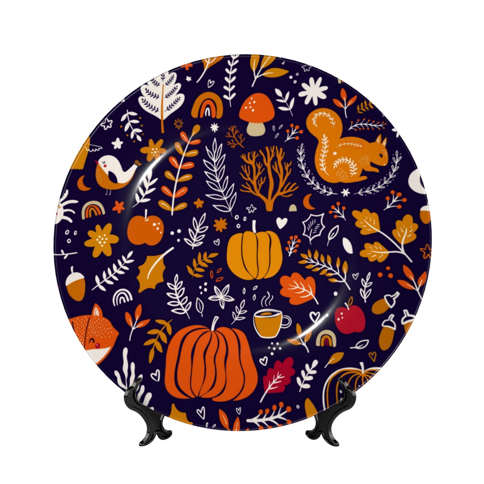 Yiaed Whimsical Autumn Forest Print Bone China Decorative Plate Ceramic ...