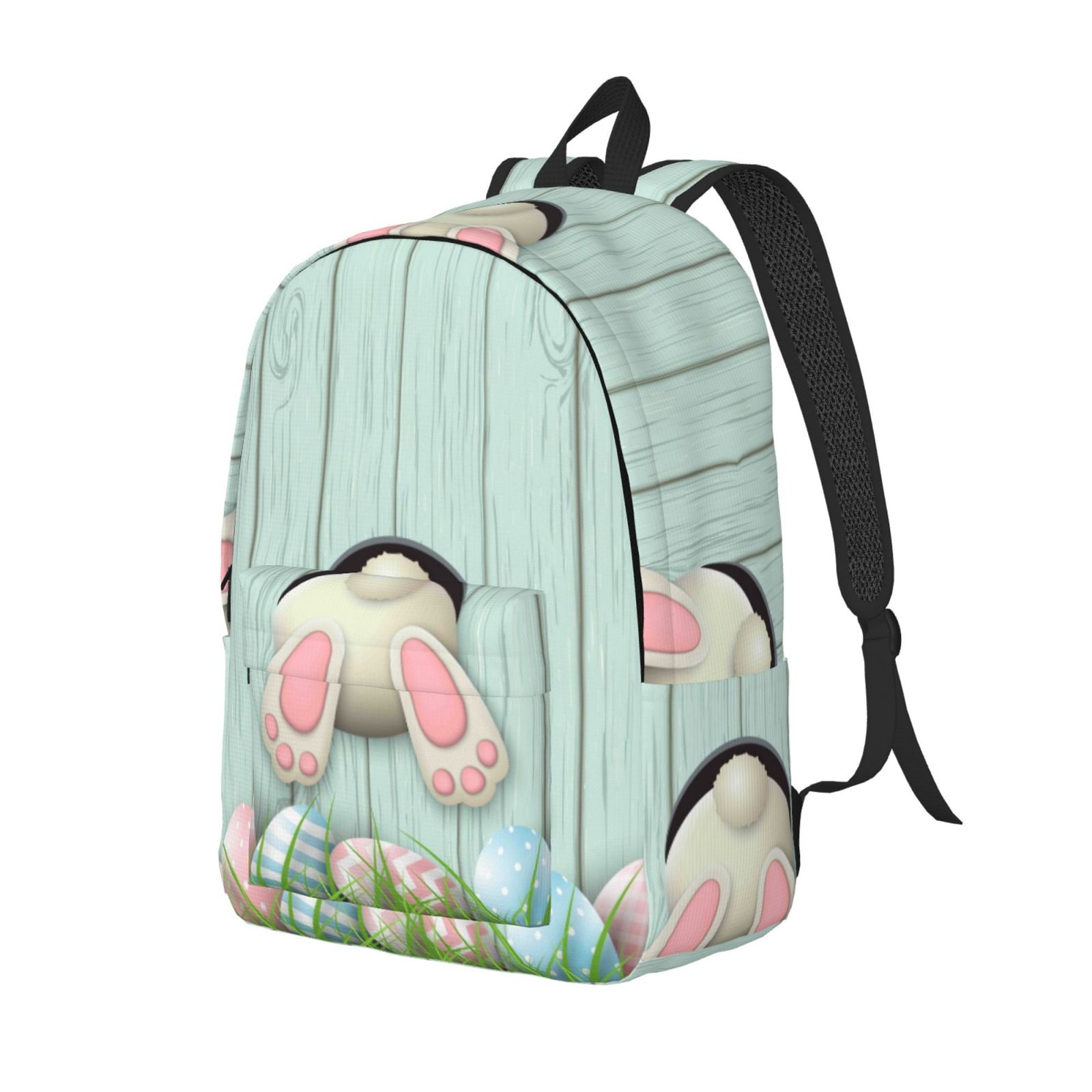 Yiaed White Bunny Bottom And Easter Eggs Print Print Laptop Backpack ...