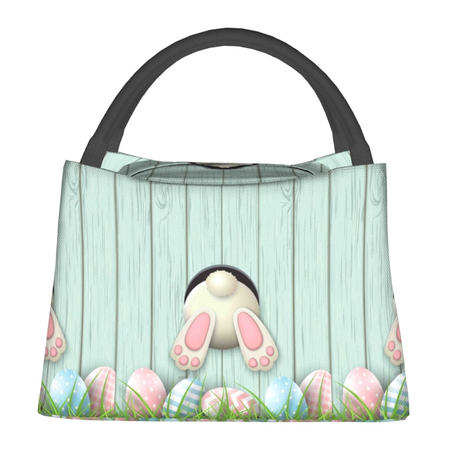 Yiaed White Bunny Bottom And Easter Eggs Print Lunch box lunch bag ...