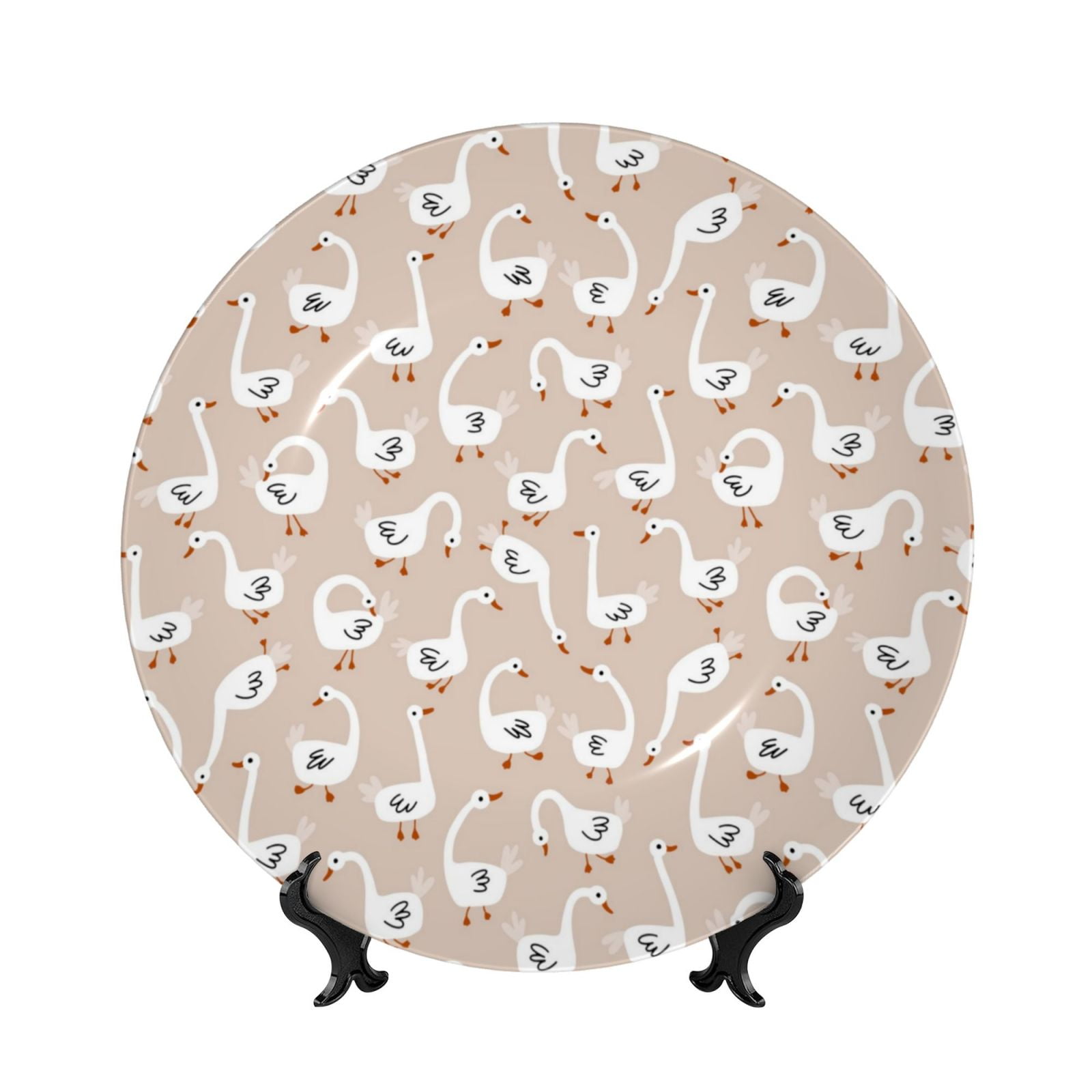 Yiaed White Goose Print Bone China Decorative Plate Ceramic Dinner ...
