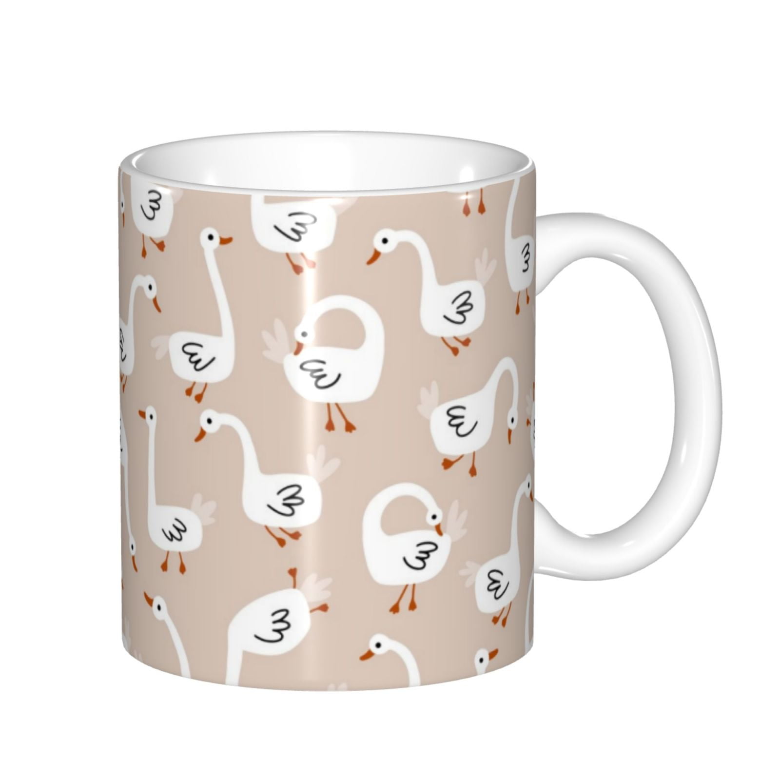 Yiaed White Goose Print Ceramics Coffee,Large Handle Design,Extra Large ...
