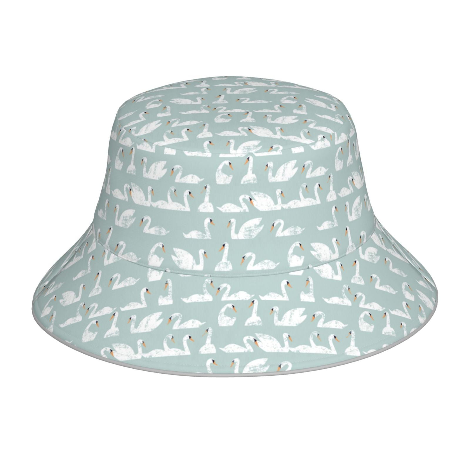Yiaed White Swan Print Reflective Stripe Bucket Hat Unisex Funny ...