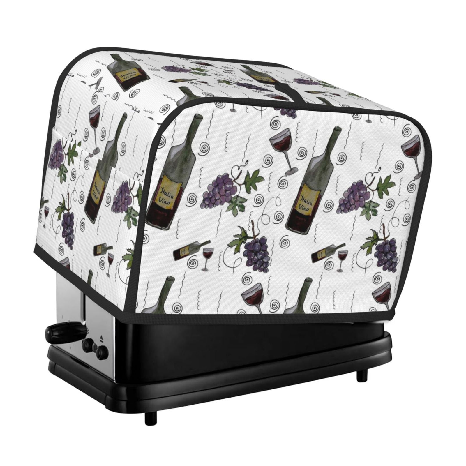 Yiaed Wine Bottles And Grapes Print Two Slice Bread Machine Cover ...