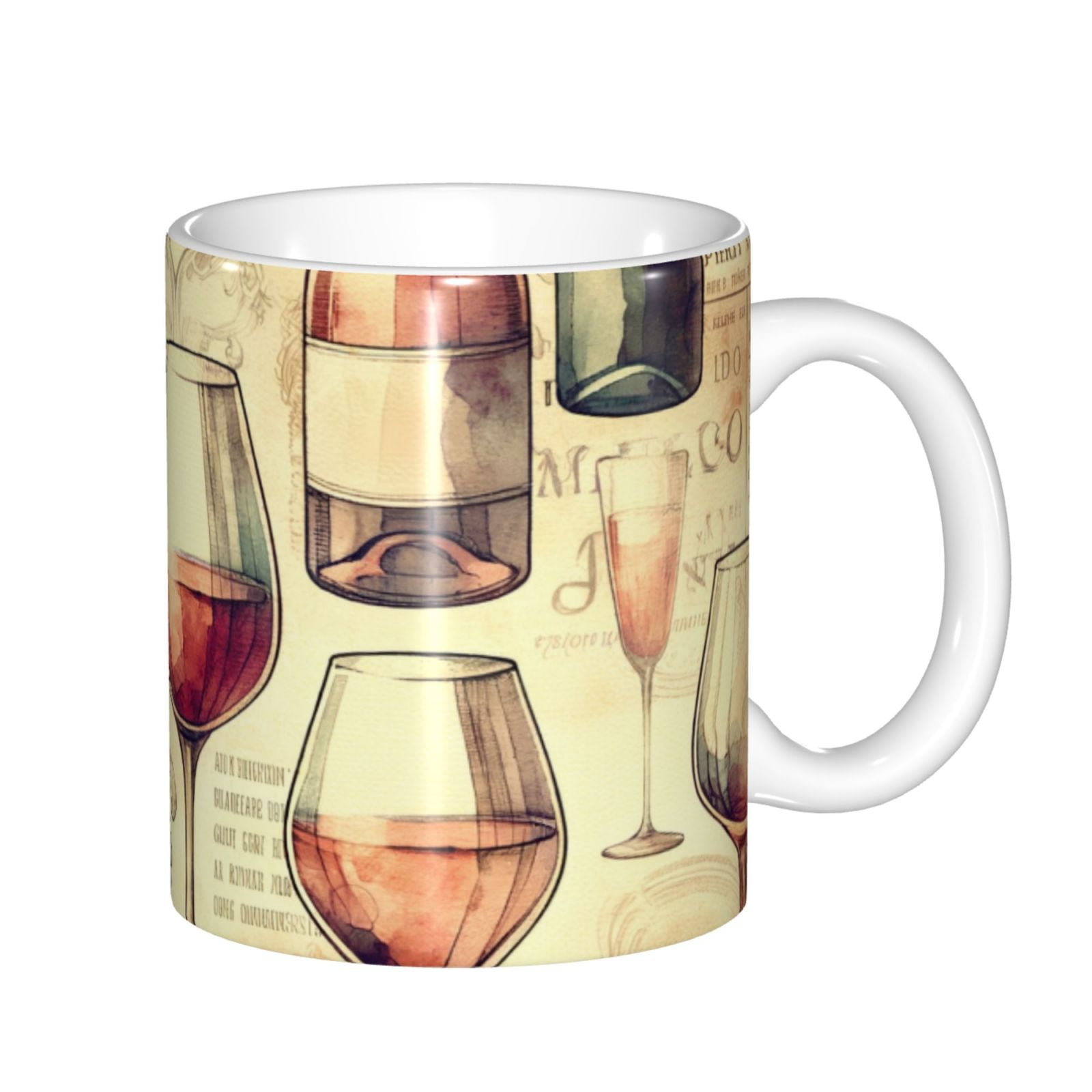 Yiaed Wine Print Ceramics Coffee,Large Handle Design,Extra Large Tea ...