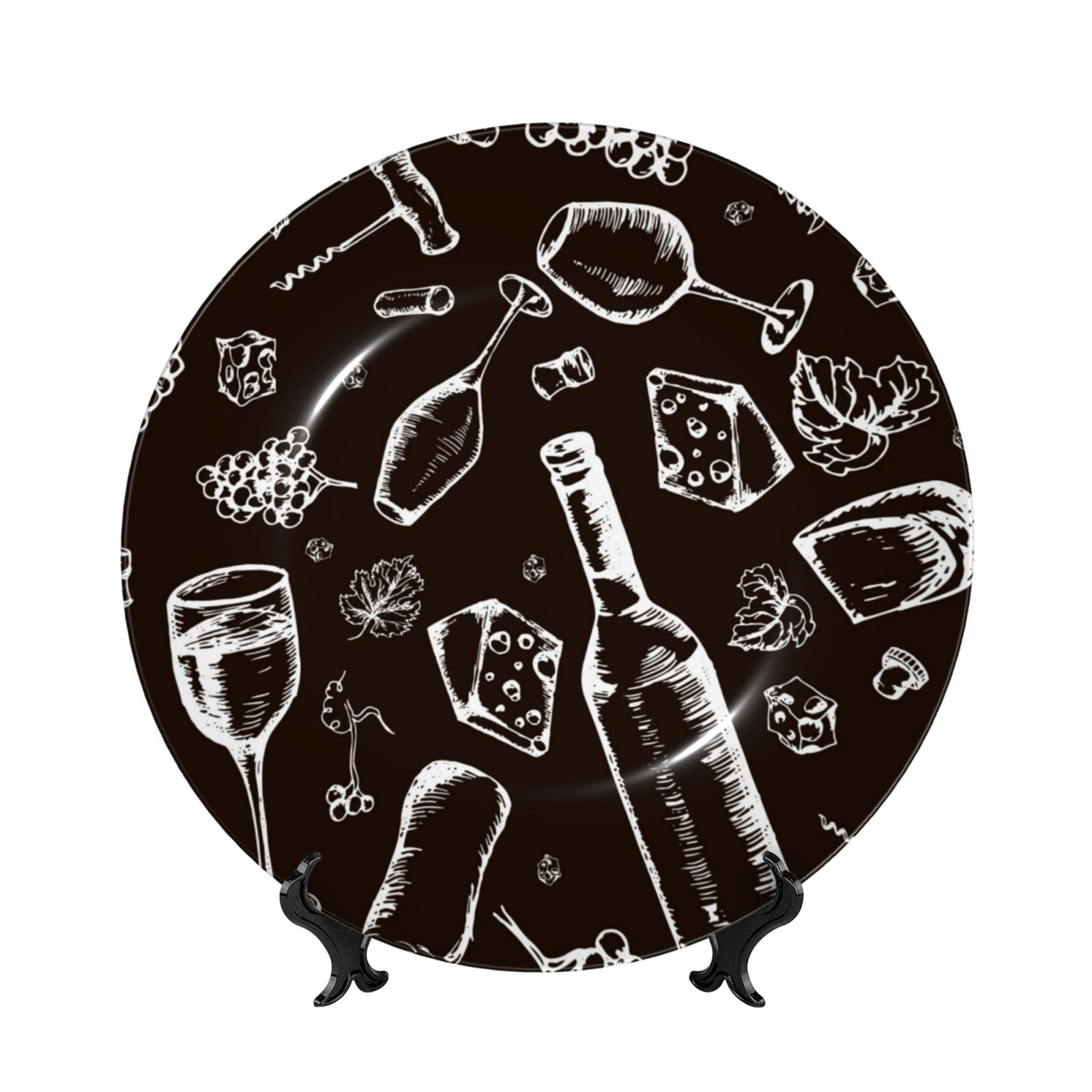 Yiaed Wine Seamless Print Bone China Decorative Plate Ceramic Dinner ...