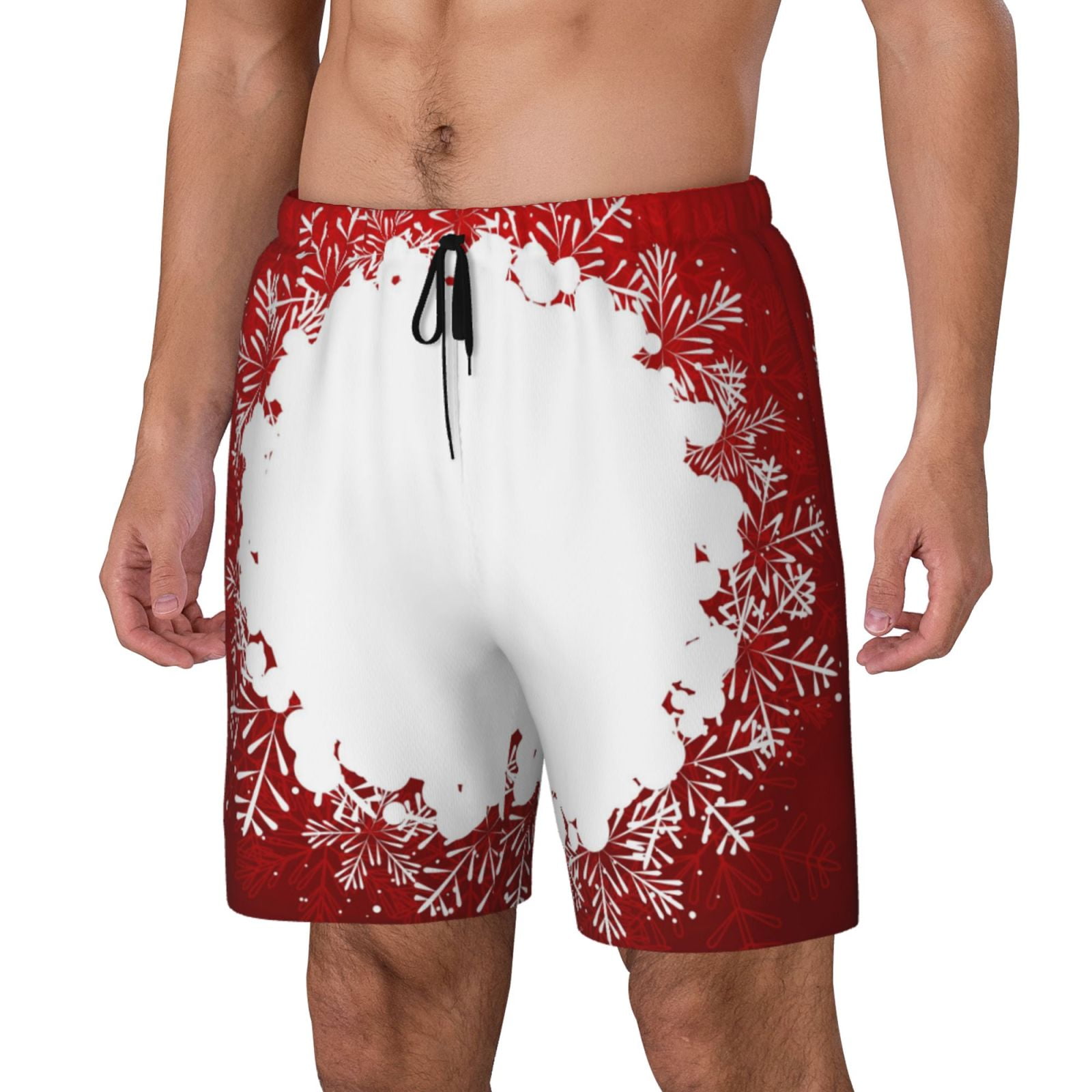 Yiaed Winter Christmas Snowflake Print Mens Swim Trunks Bathing Suit ...