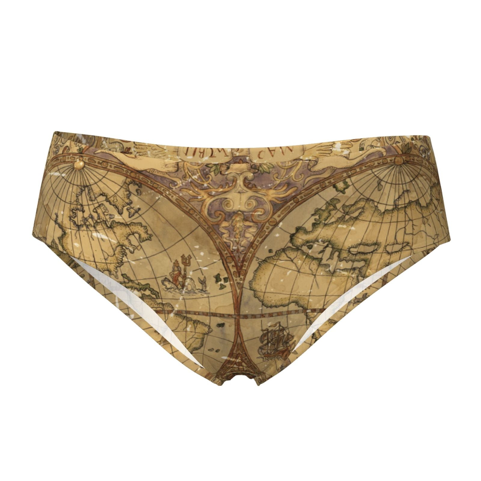 Yiaed World Map1 Pattern Underwear for Women Low Waisted Full Coverage ...