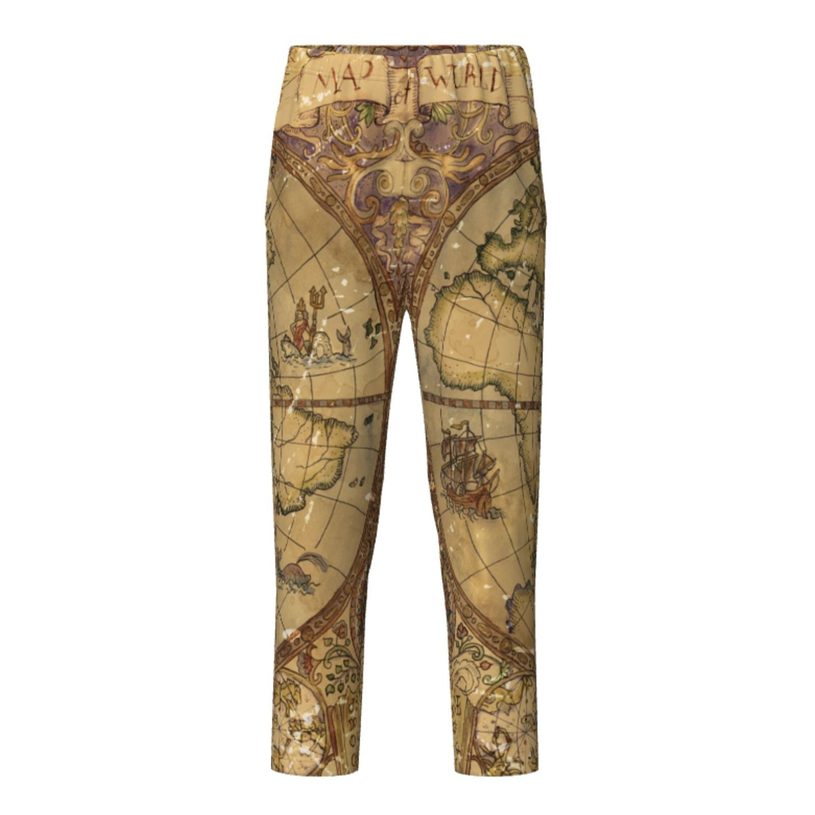 Yiaed World Map1 Print Teenagers' Lounge Pants, Loose PJ Bottoms, Long ...