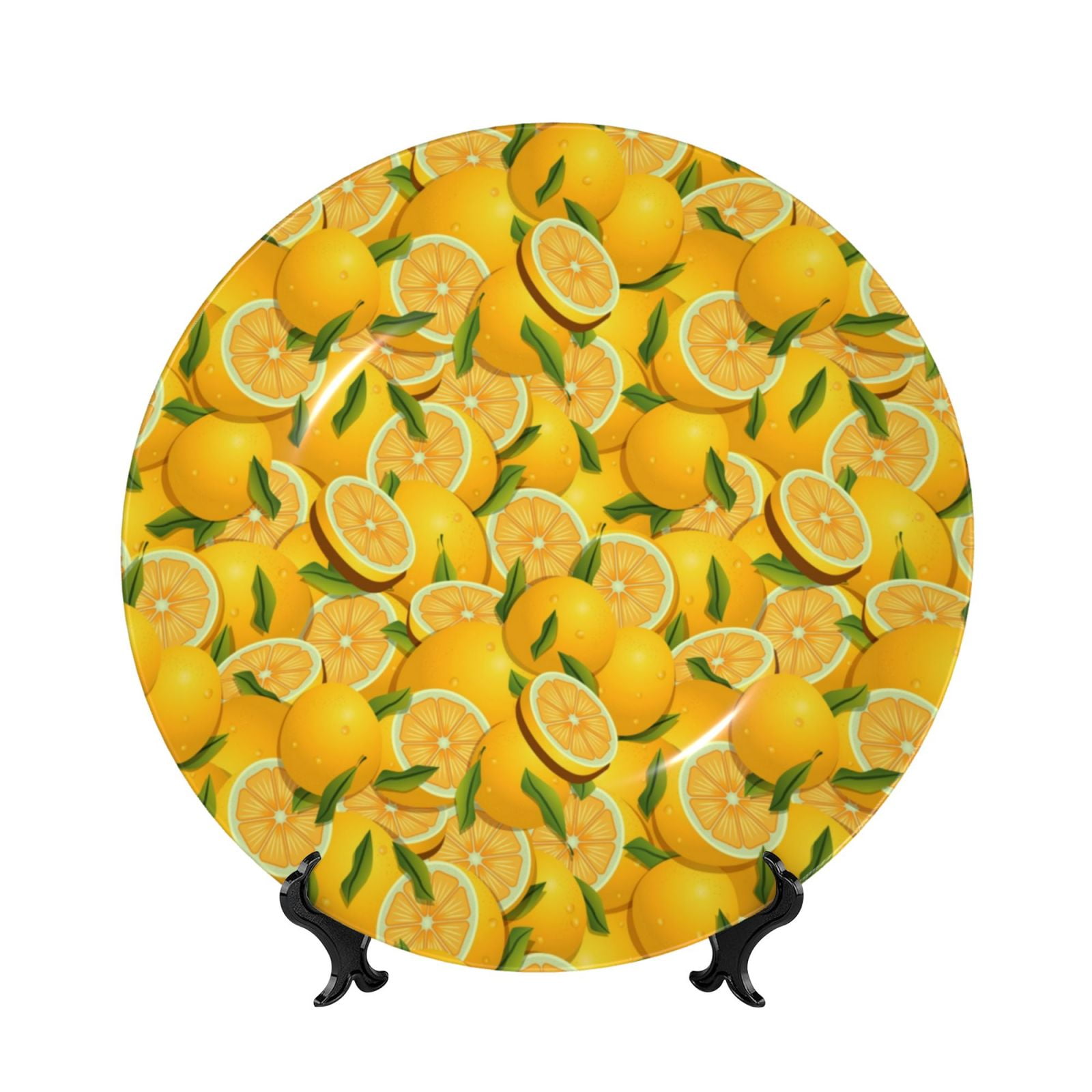 Yiaed Yellow Limes Print Bone China Decorative Plate Ceramic Dinner ...