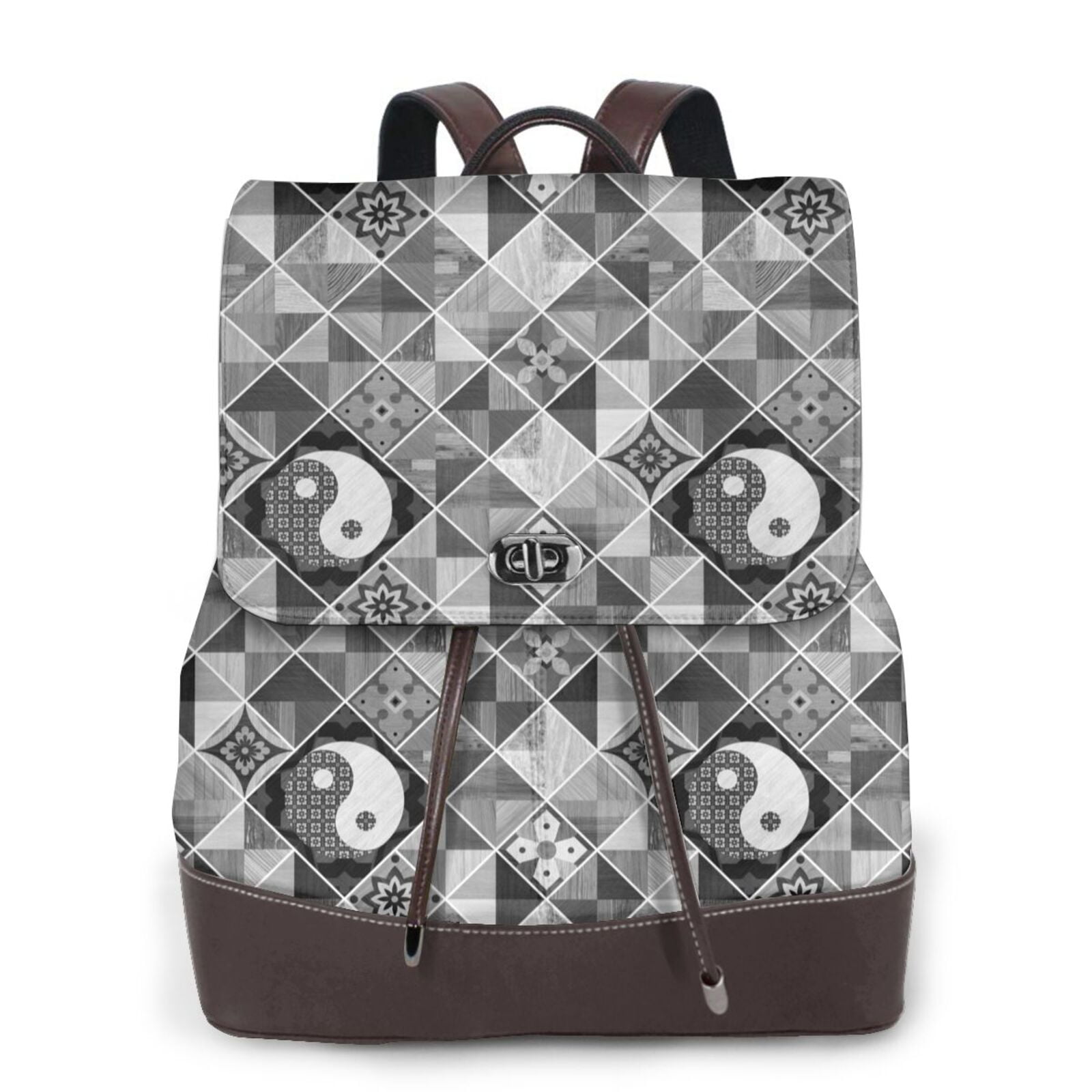 Yiaed Yin Yang With Black And White Print Laptop Backpack for Women ...
