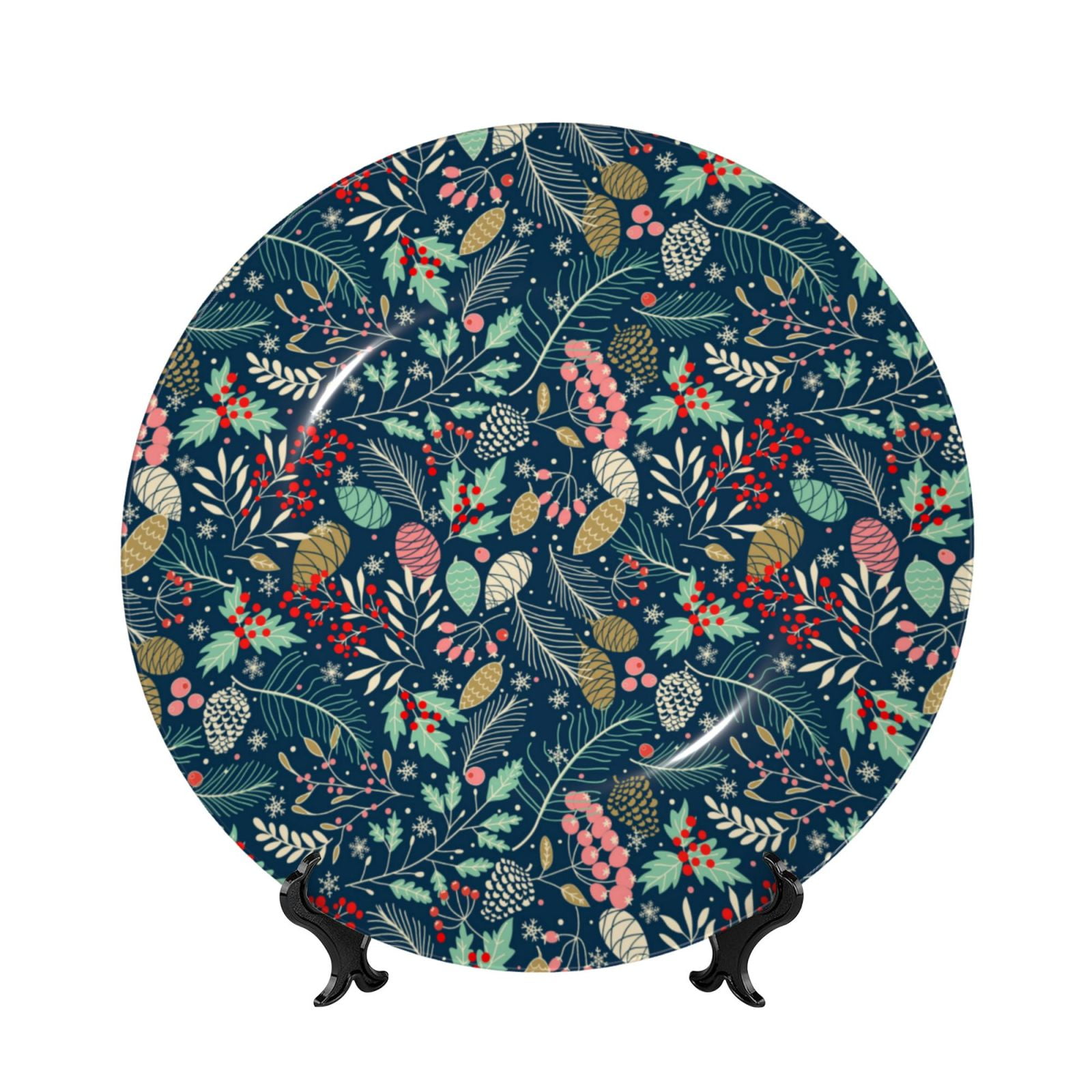 Yiaed berry Nuts Leaf Print Bone China Decorative Plate Ceramic Dinner ...