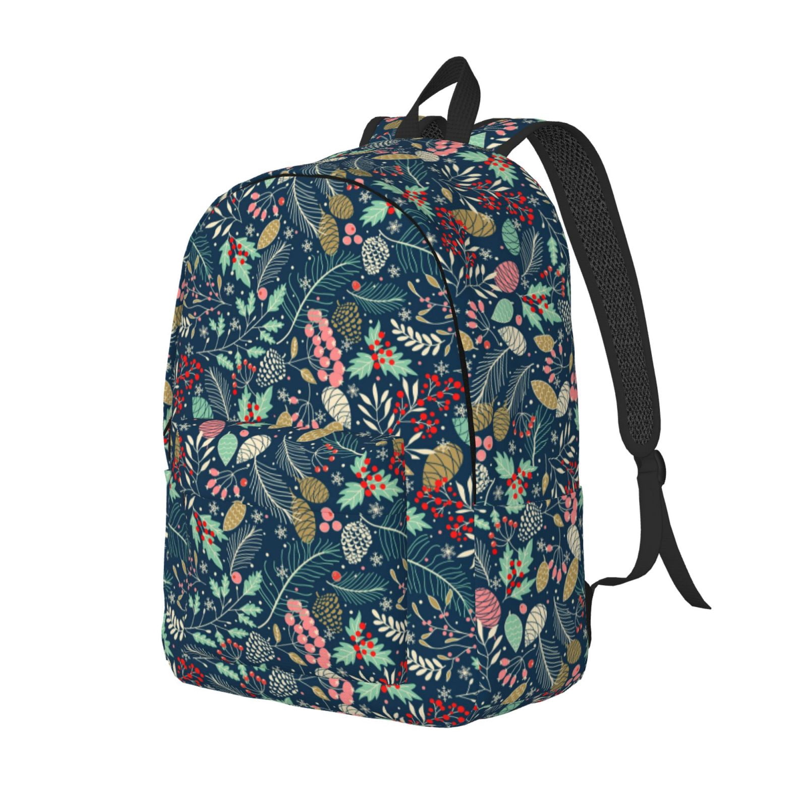 Yiaed berry Nuts Leaf Print Laptop Backpack Travel Canvas Backpack ...