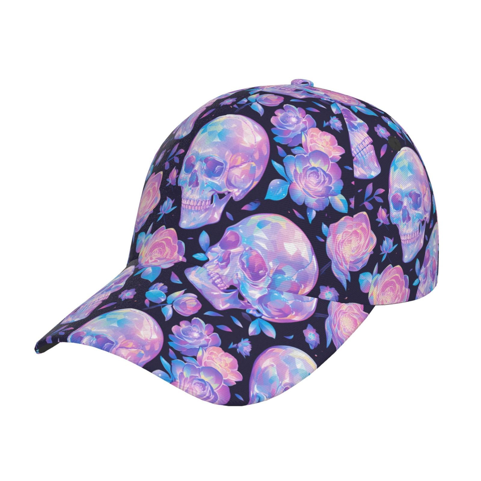 Yiaed crystal Skull flower Print Cap Adjustable Size for Running ...