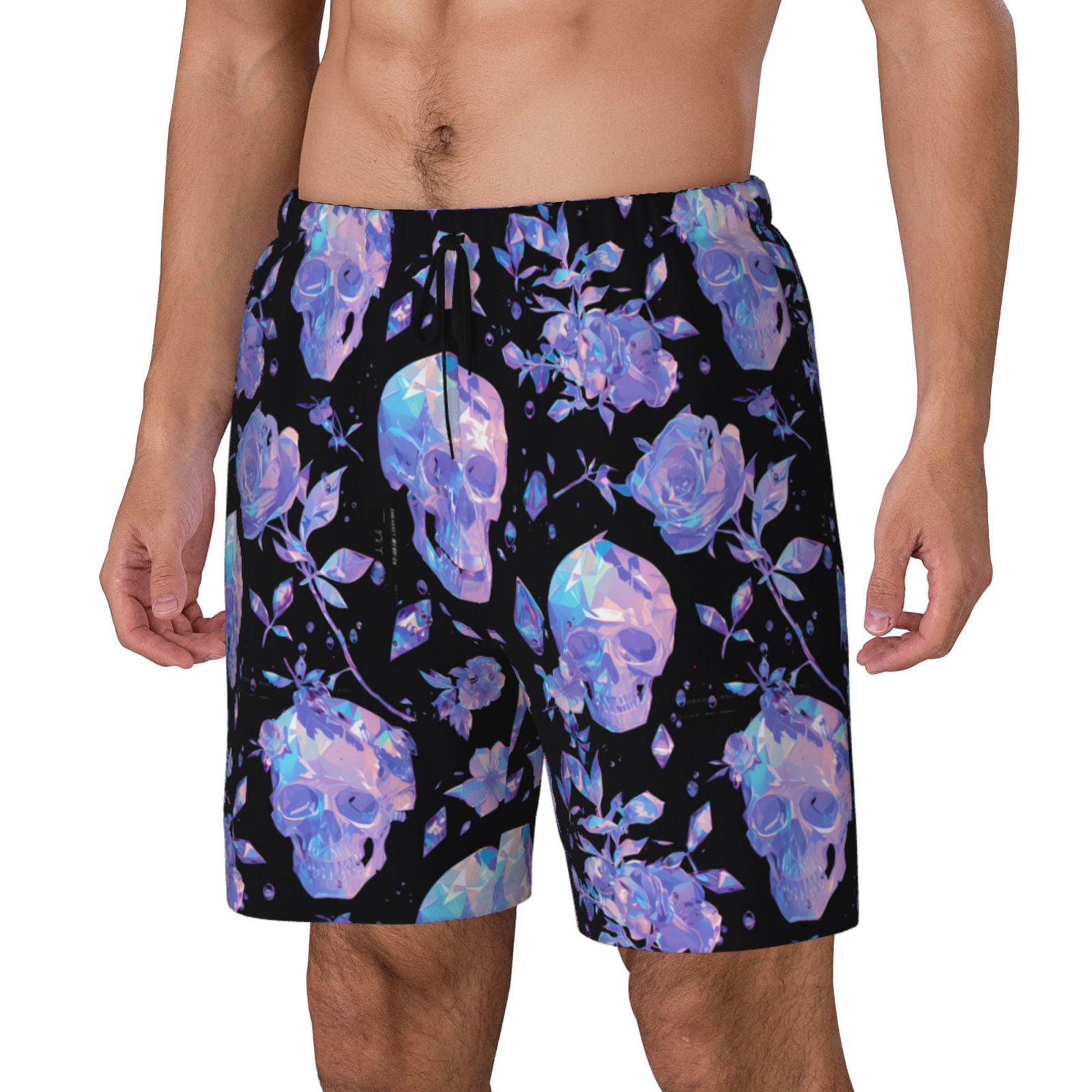 Yiaed flower Skull crystal Print Mens Swim Trunks Bathing Suit ...