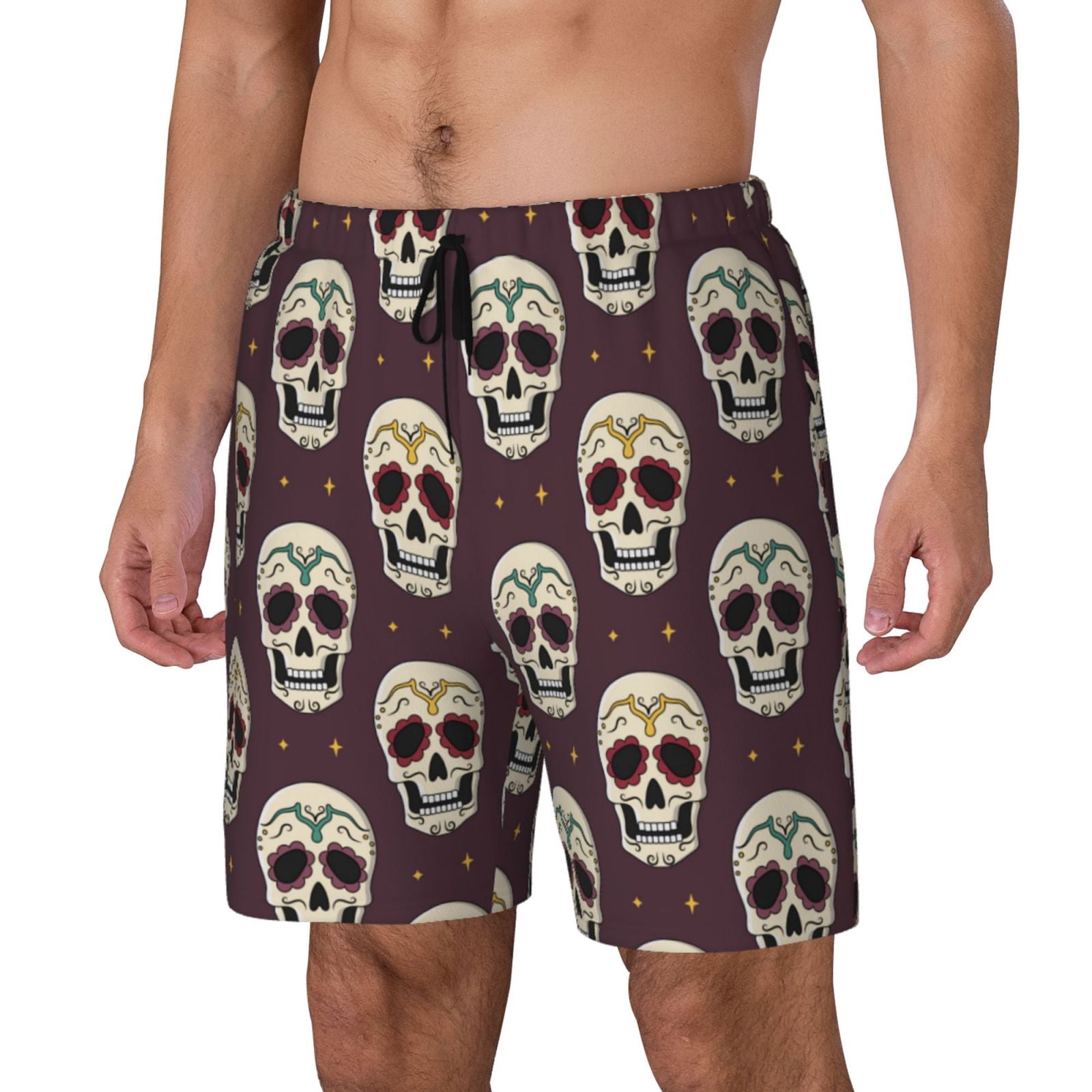 Yiaed funny Skull star Print Mens Swim Trunks Bathing Suit Compression ...