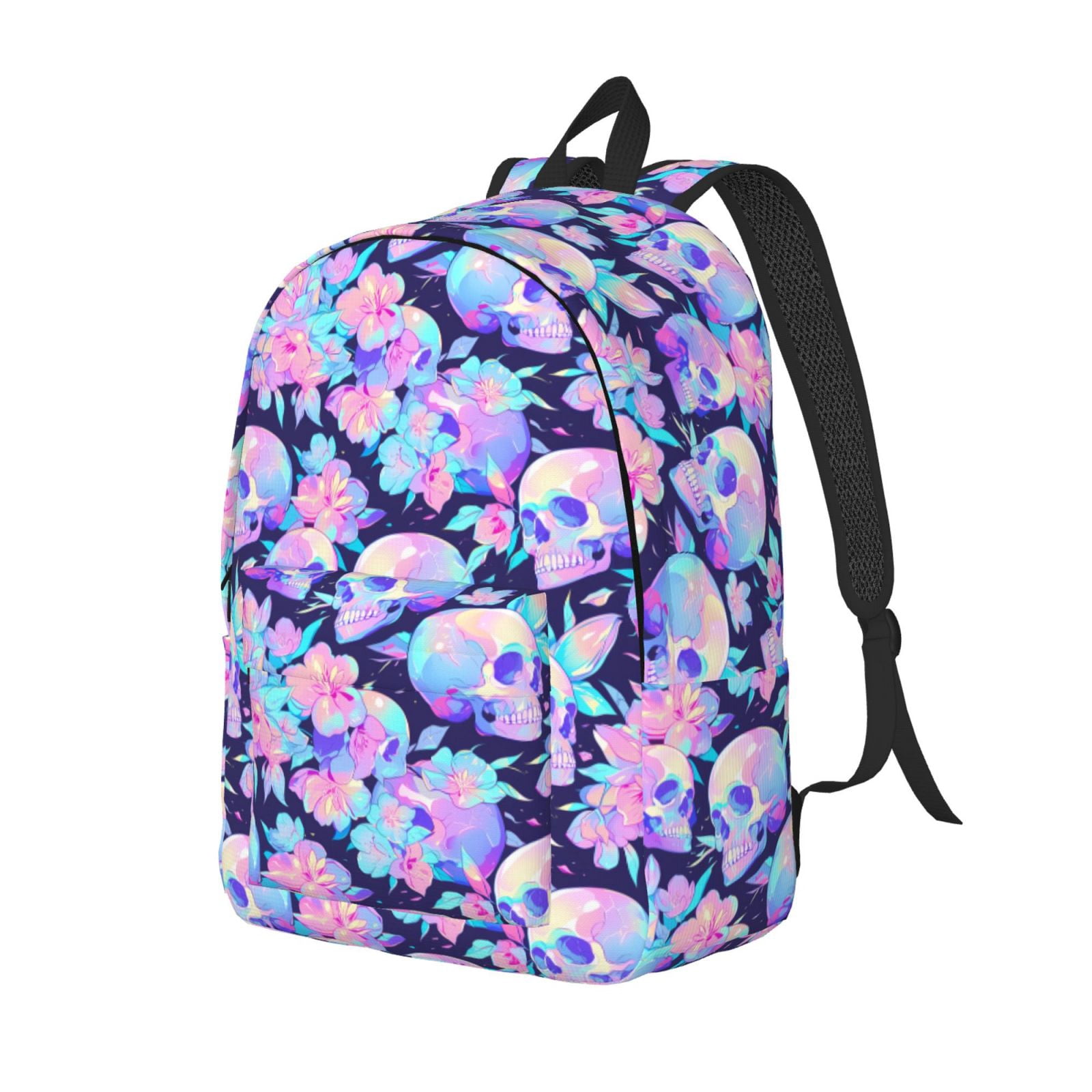 Yiaed pinkk flower crystal Skull Print Print Laptop Backpack Travel ...