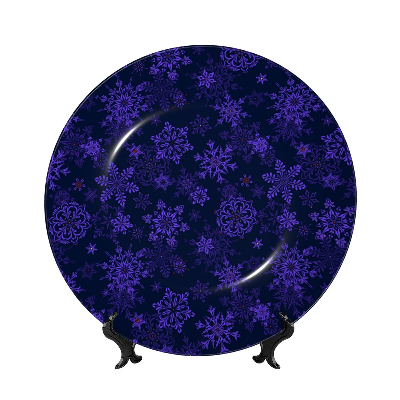 Yiaed purple flower Snowflake Print Bone China Decorative Plate Ceramic ...