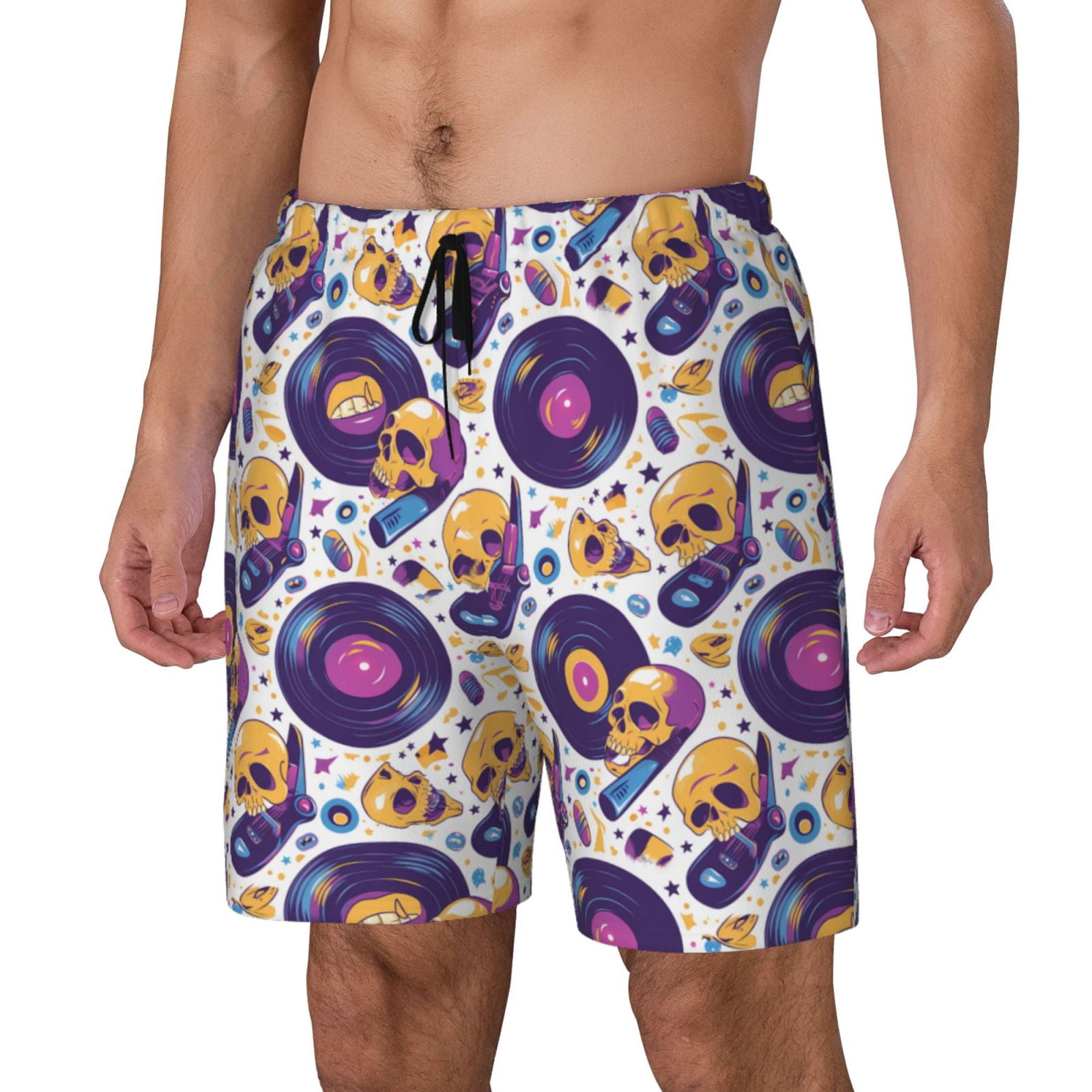 Yiaed record rock Skull star Print Mens Swim Trunks Bathing Suit ...