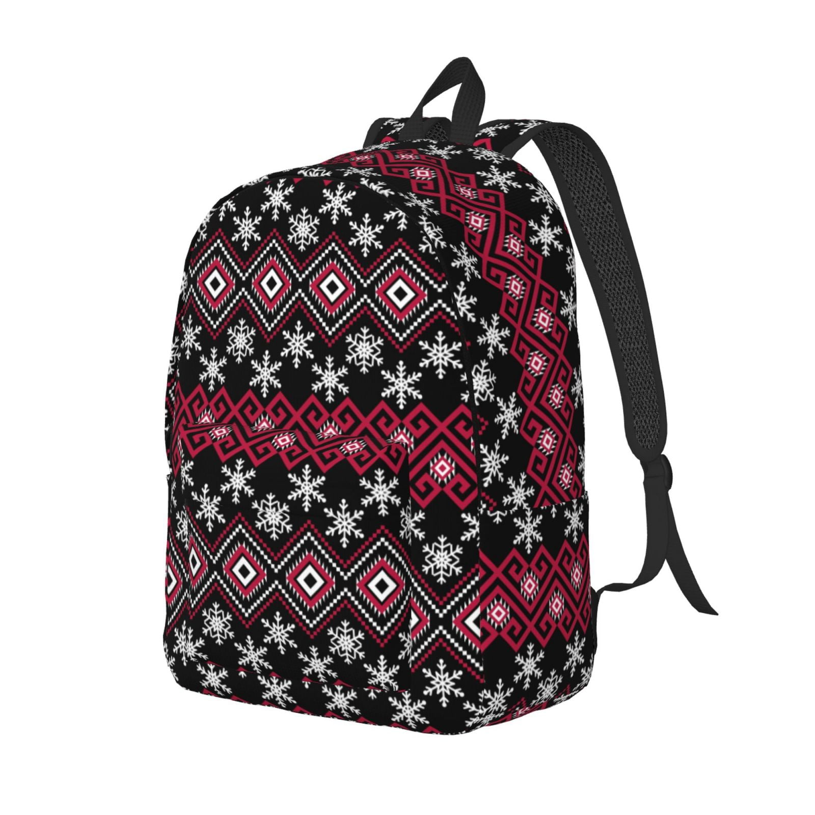 Yiaed red Minimalist Snowflake Print Laptop Backpack Travel Canvas ...