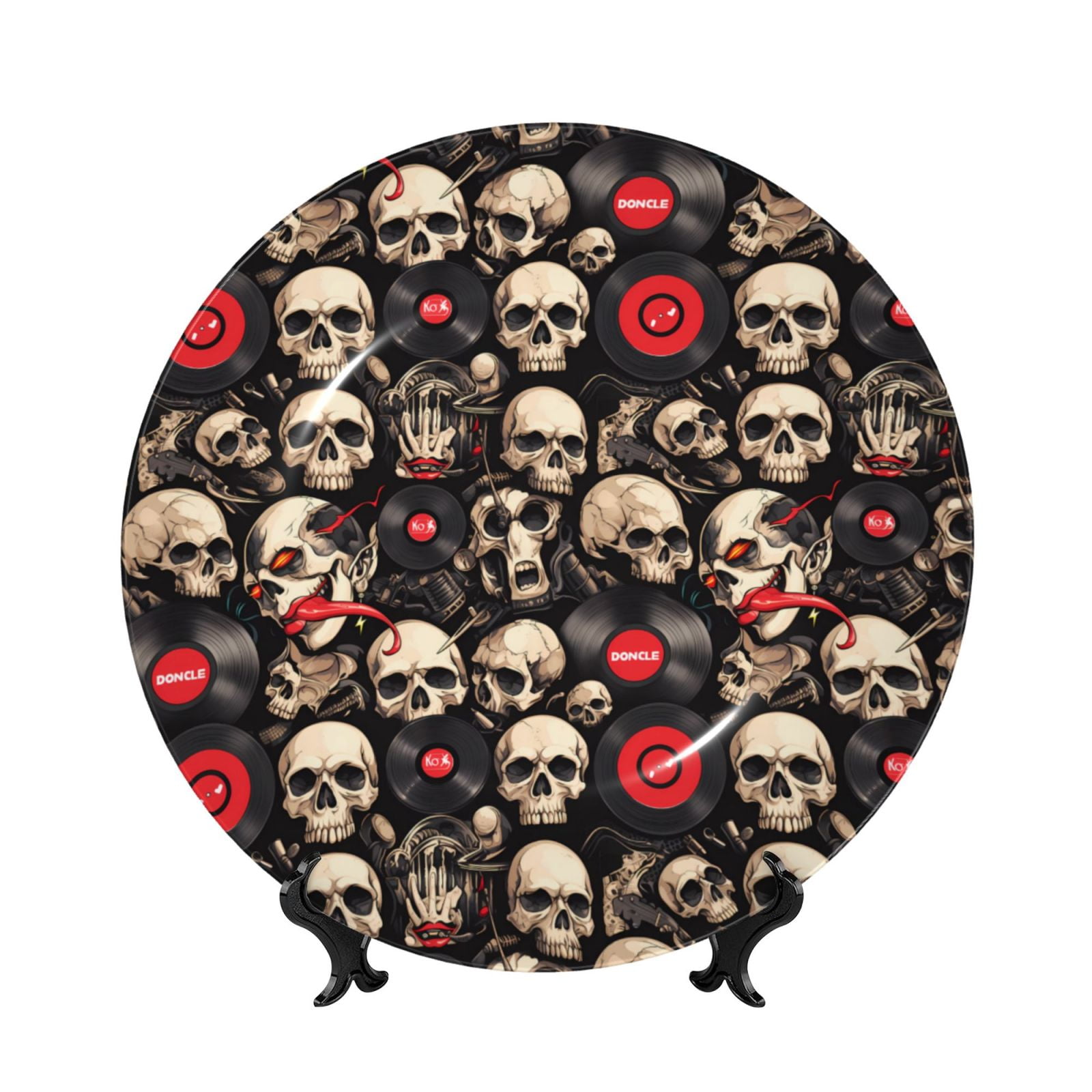 Yiaed rock record Skull Print Bone China Decorative Plate Ceramic ...
