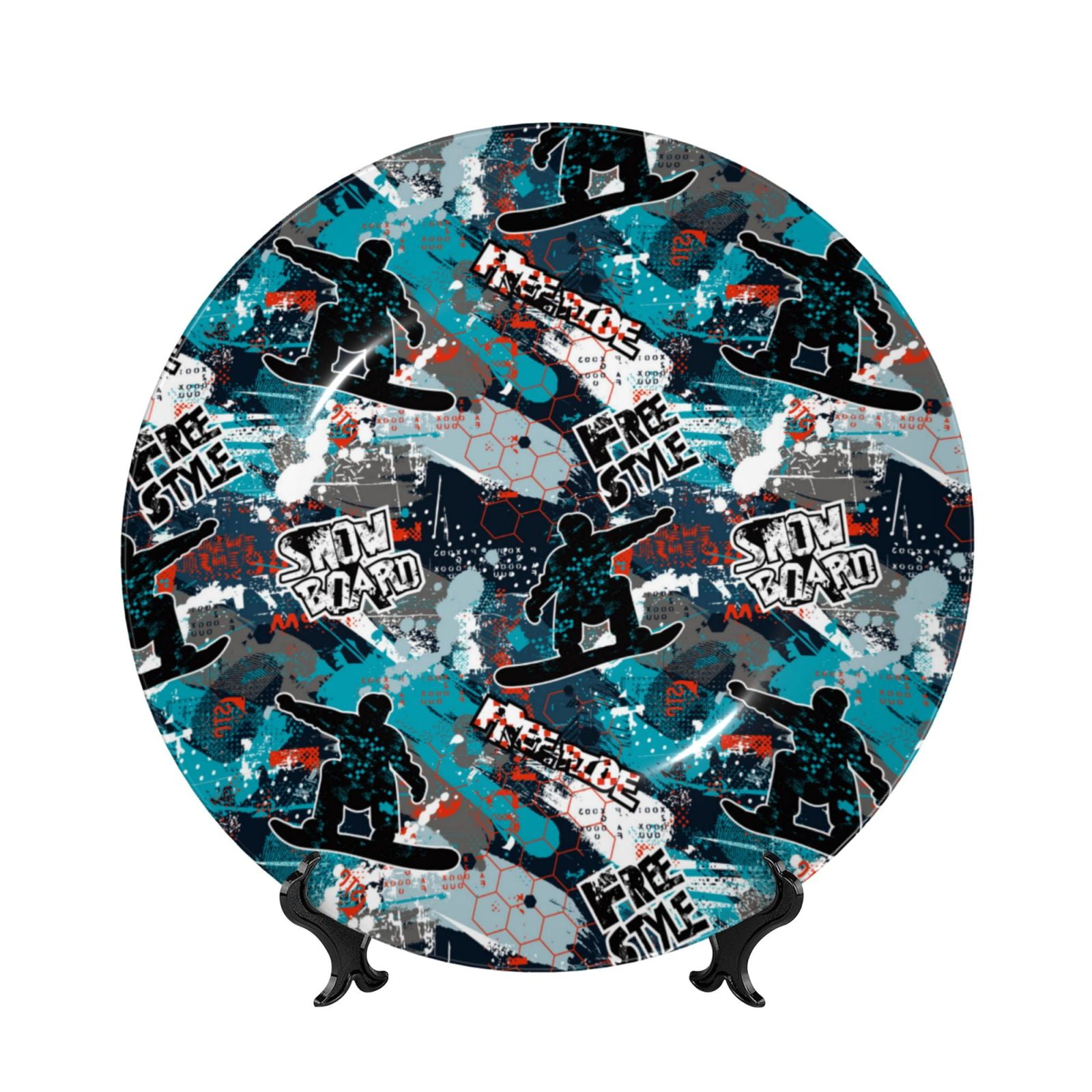 Yiaed snow board colorful Print Bone China Decorative Plate Ceramic ...
