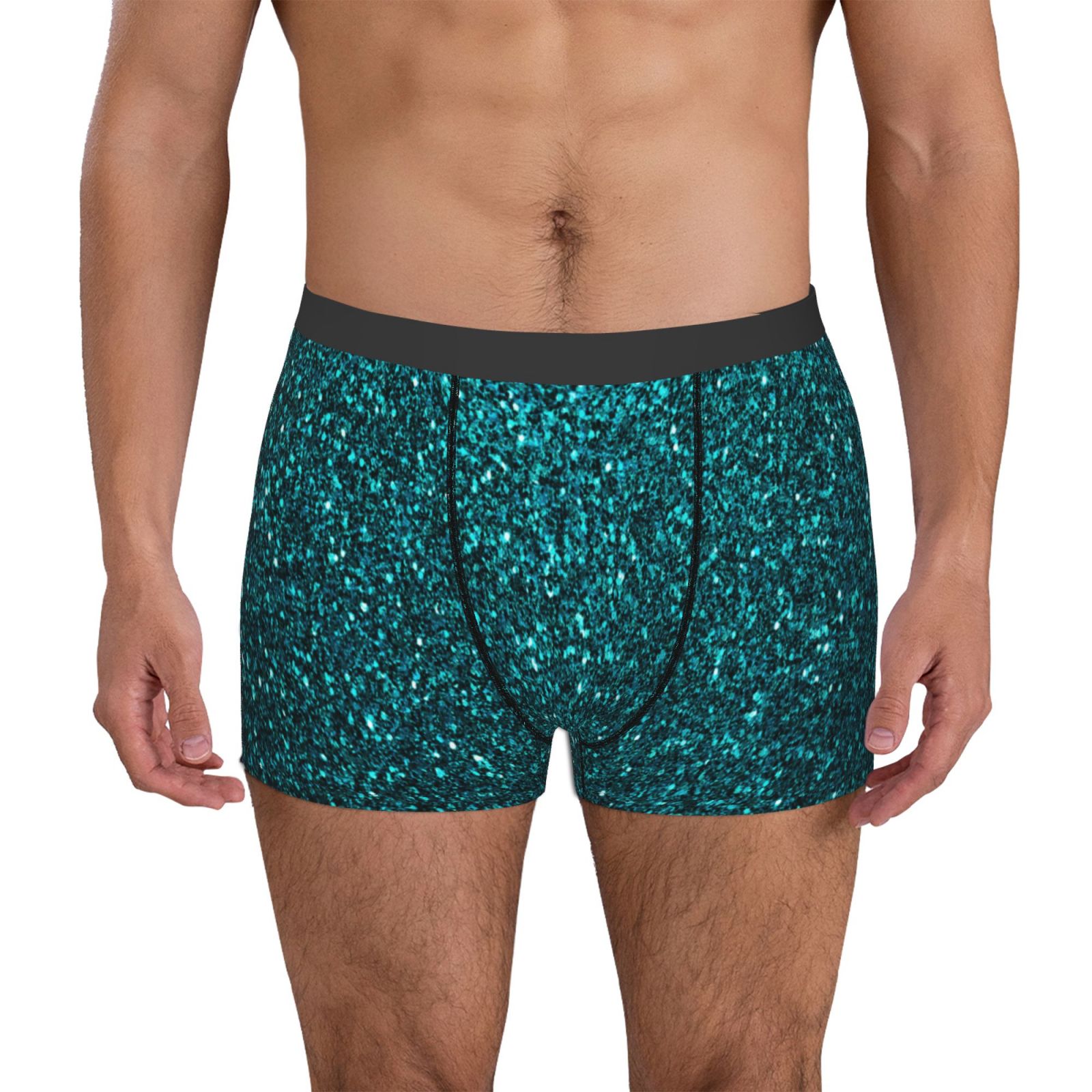 Yiaed teal sparkling Print Men's Soft Cotton Boxer Shorts Breathable ...