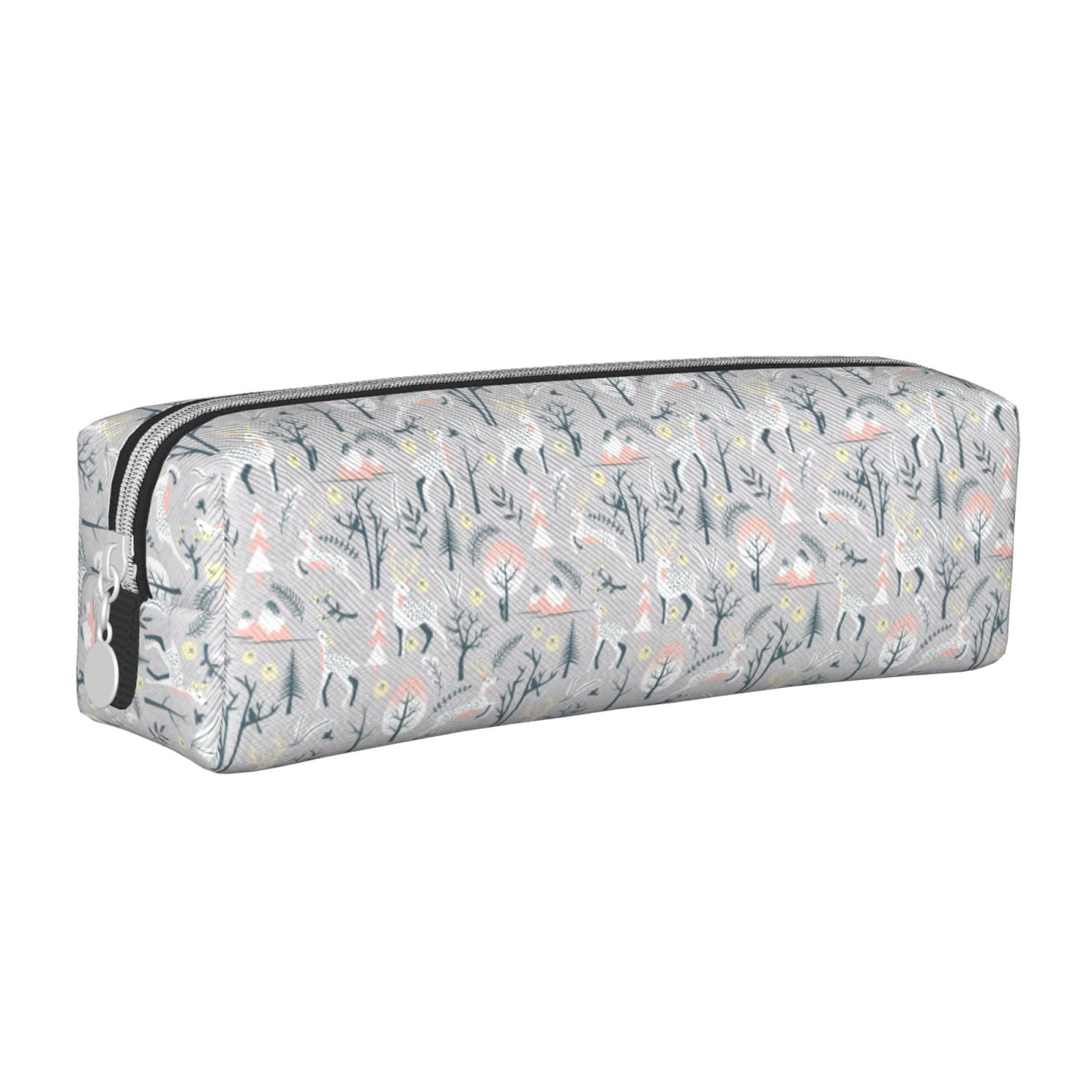 Yiaed white Moose winter tree Print Leather Pencil Case - Leather Pen ...