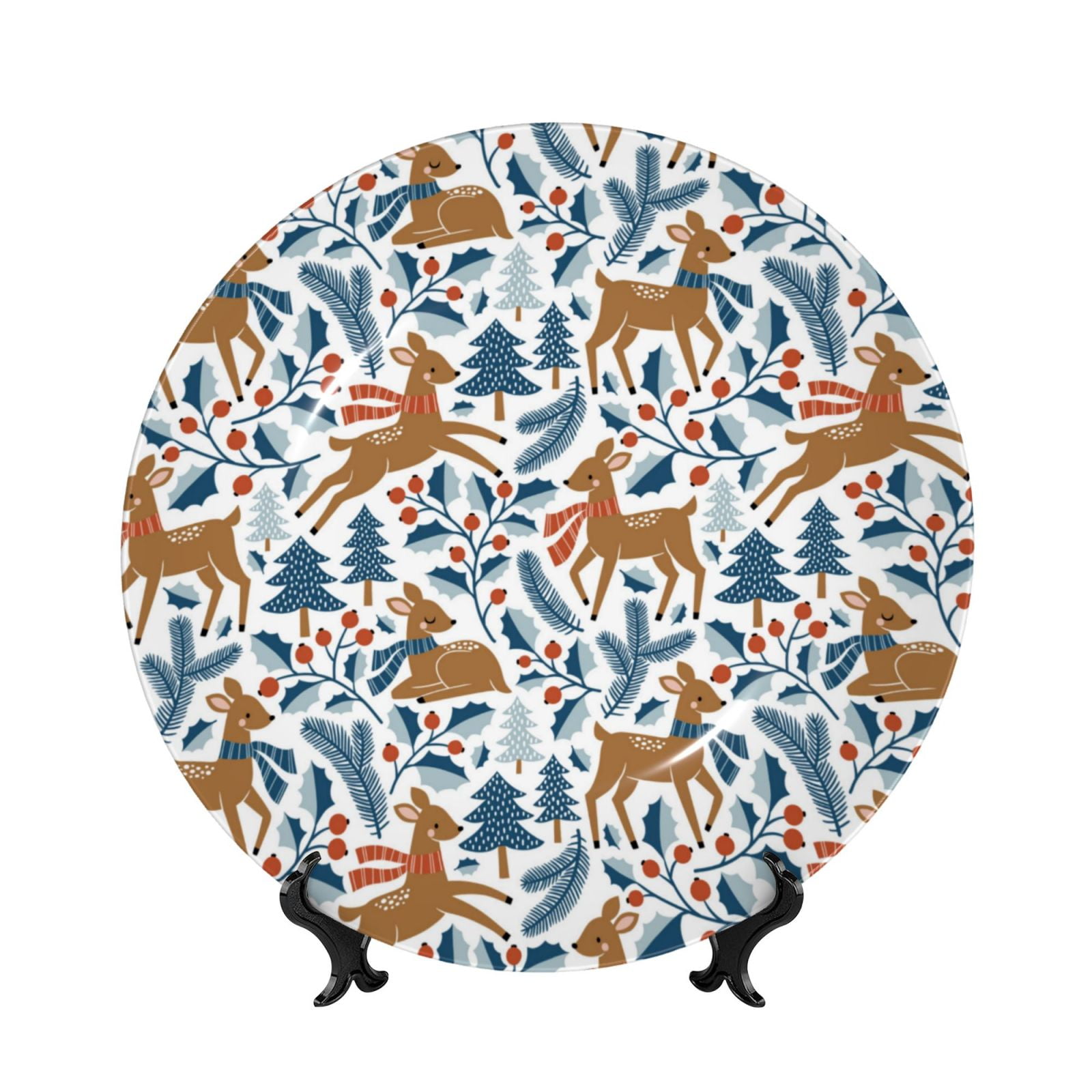 Yiaed winter Scarf deer Print Bone China Decorative Plate Ceramic ...