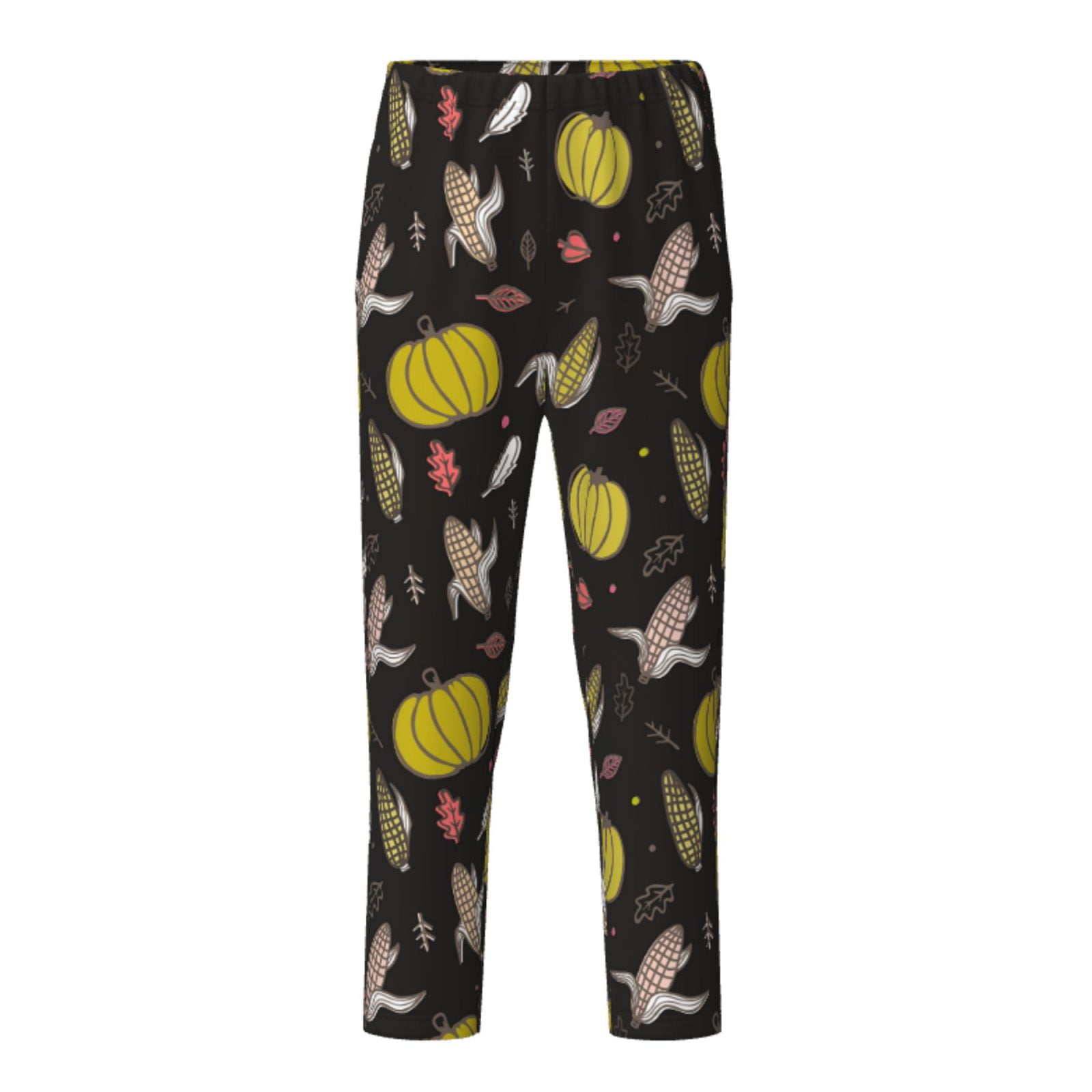 Yiaed yellow Pumpkin Corn Print Teenagers' Lounge Pants, Loose PJ ...