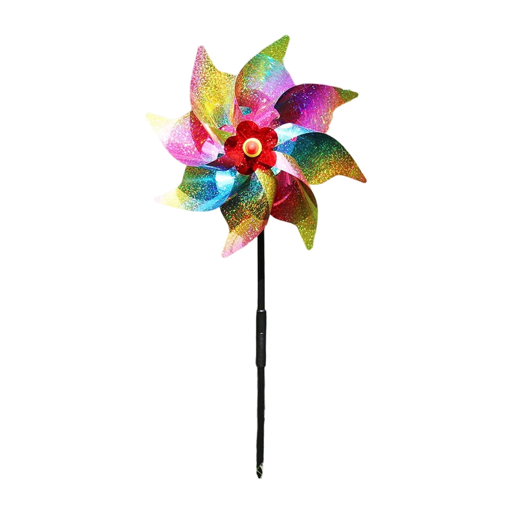 Yiaieng 1PC Reflective Pinwheels with Stakes, Sparkly Holographic Wheel ...