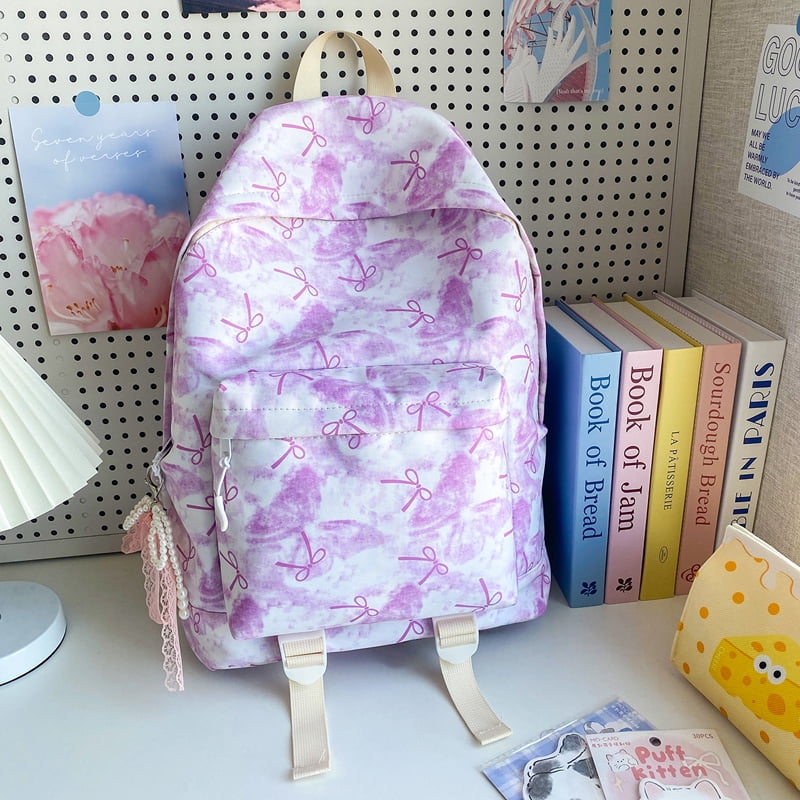 Yiaieng 2025 Stylish Bow Nylon Backpack, Large Capacity Kawaii ...