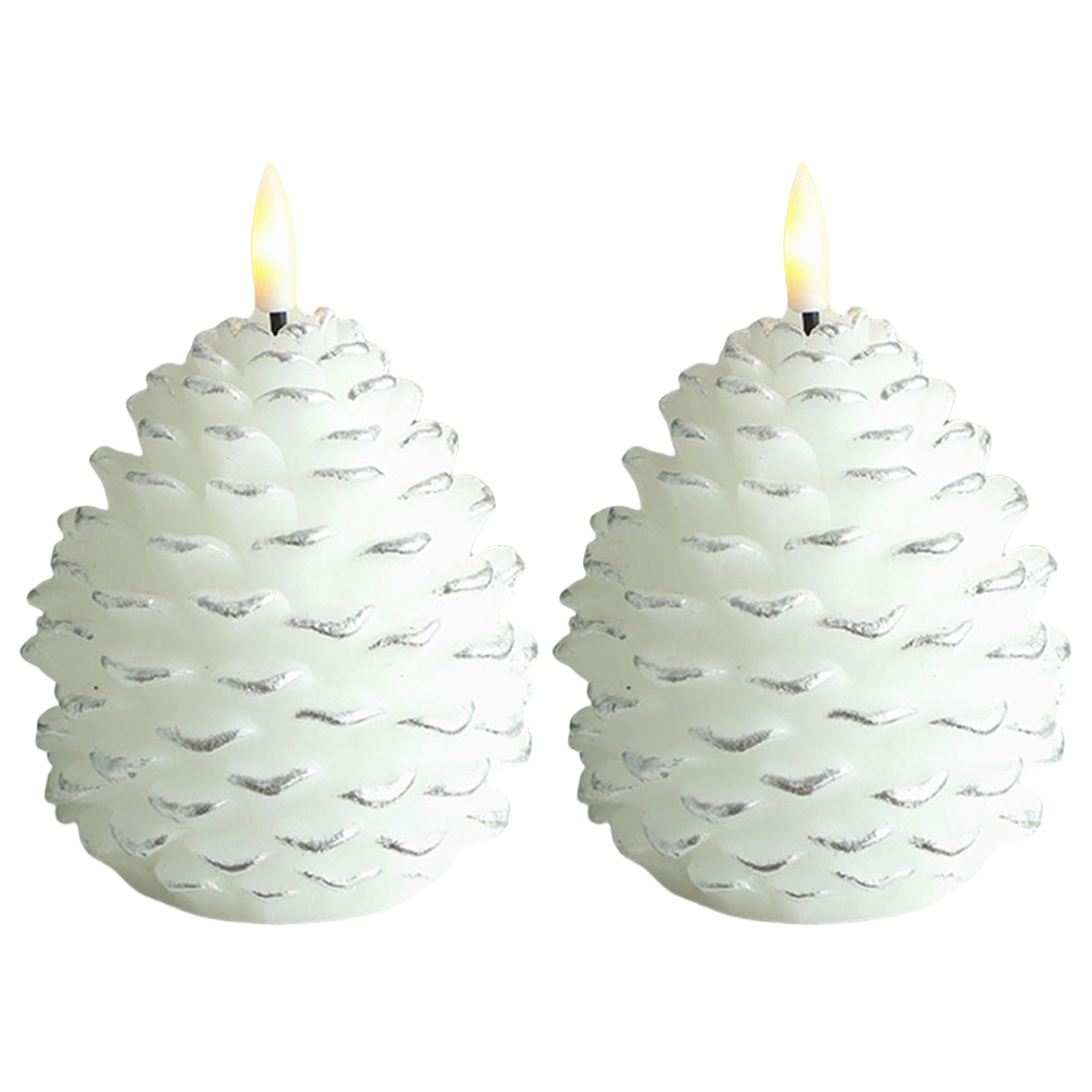 Yiaieng 2PCS Christmas Pinecone Candles Flameless, Battery Operated ...