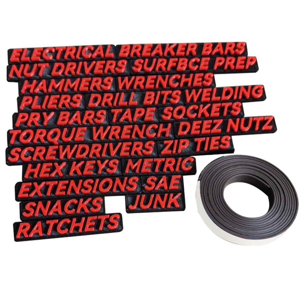 Yiaieng 3D Magnetic Tool Box Organizer Labels, 23PCS Magnetic Toolbox ...