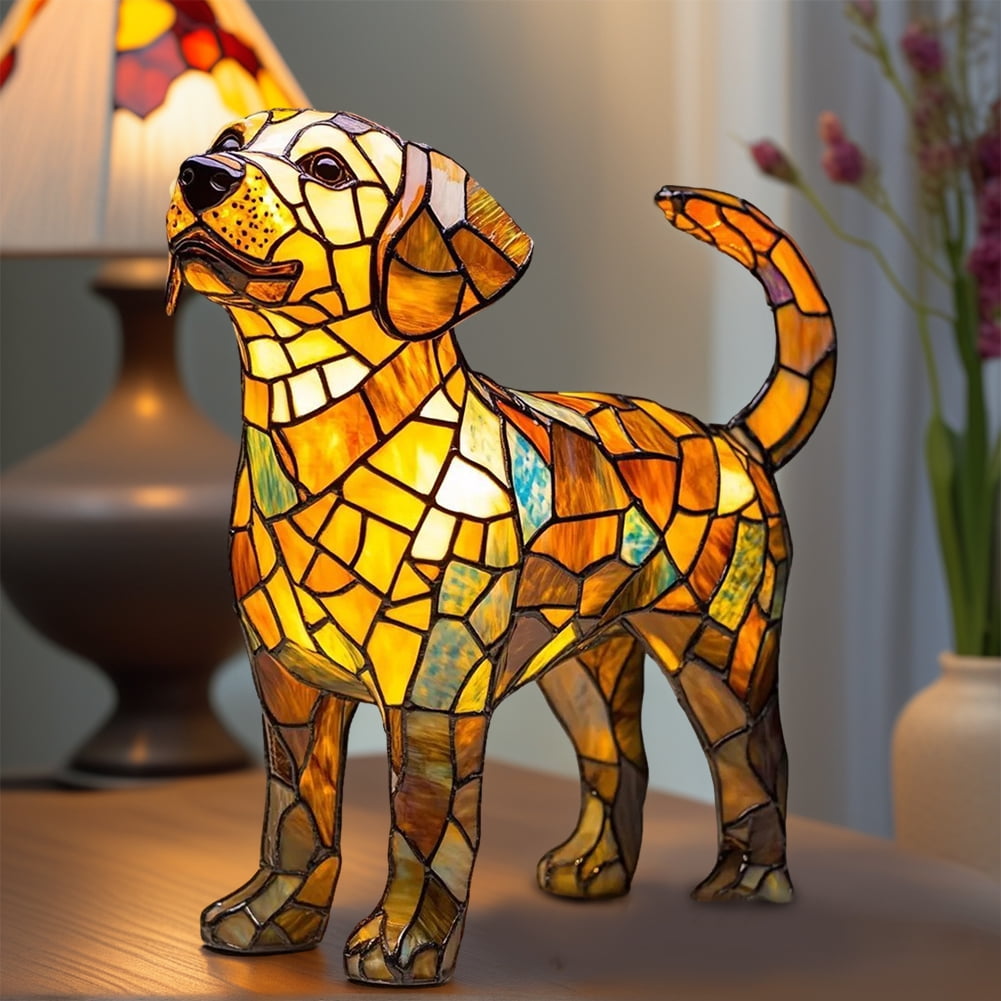 Yiaieng 3D Stained Glass Dog Series Resin Art Night Light for Home ...