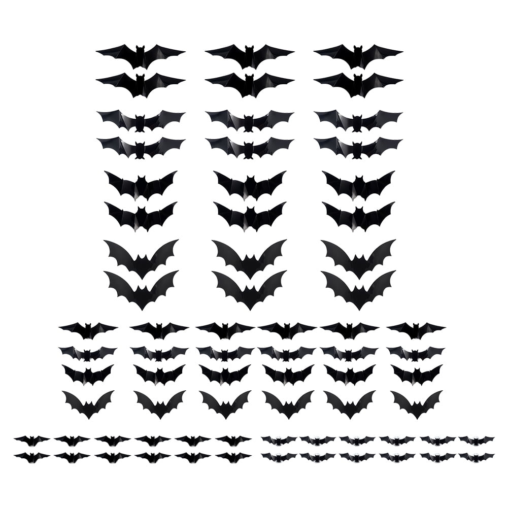 Yiaieng 72 PCS Halloween 3D Lighted Bats Wall Decor, Halloween Bat ...