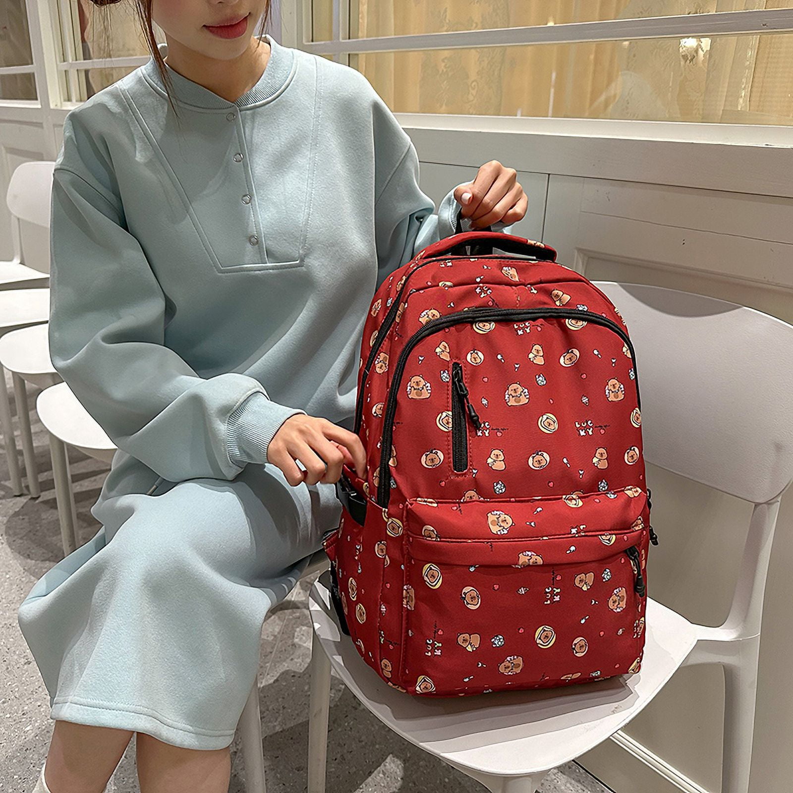 Yiaieng Capybara Cute Backpack Large Capacity Kawaii Schoolbag Travel ...