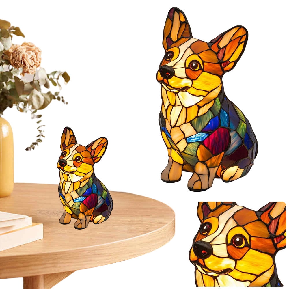 Yiaieng Corgi Lamp and Pug Lamp, Dog Series Art Night Light, Stained ...