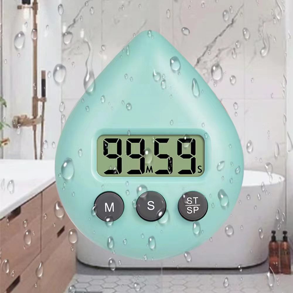 Yiaieng Countdown Timer, Digital Timer Waterproof Shower Timer Kitchen Bathroom Timer Timer(Cyan ...