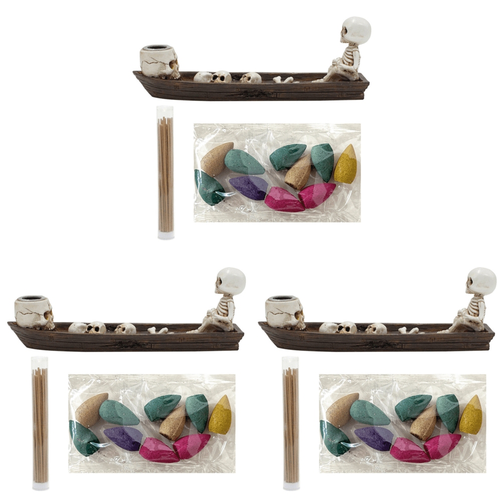 Yiaieng Creative Skull Incense Holder Resin Skeleton Ship Incense ...