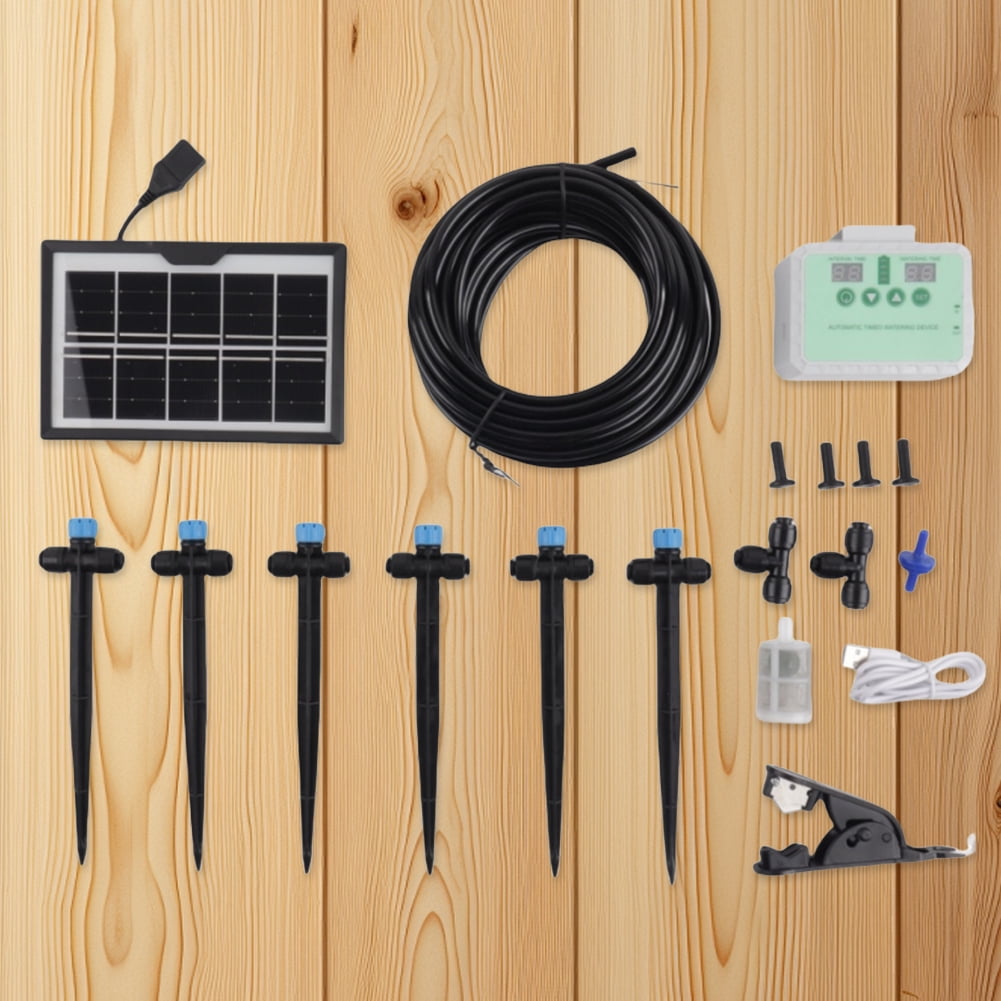 Yiaieng Drip Irrigation Kit Solar Automatic Watering System Plant Water ...