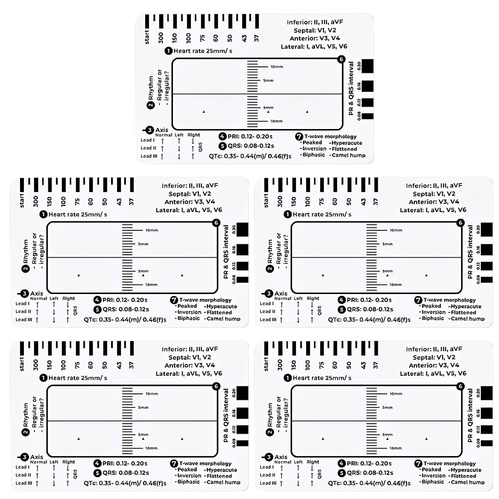 Yiaieng Ecg 7 Step Ruler Portable Pocket-sized Ekg Measuring Card Ecg Reference Tool for Ecg/ekg ...