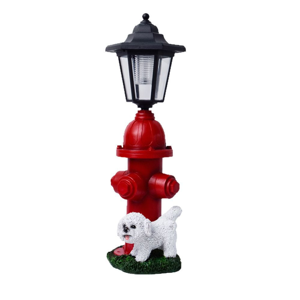 Yiaieng Fire Hydrant and Dog Outdoor Statues Solar Lights Dog Solar ...