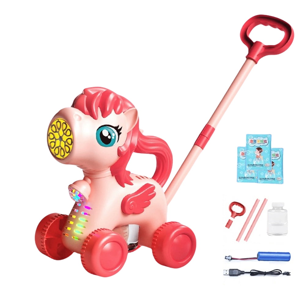 Yiaieng Hand Pushed Bubble Toy, Electric Bubble Machine Rechargeable ...