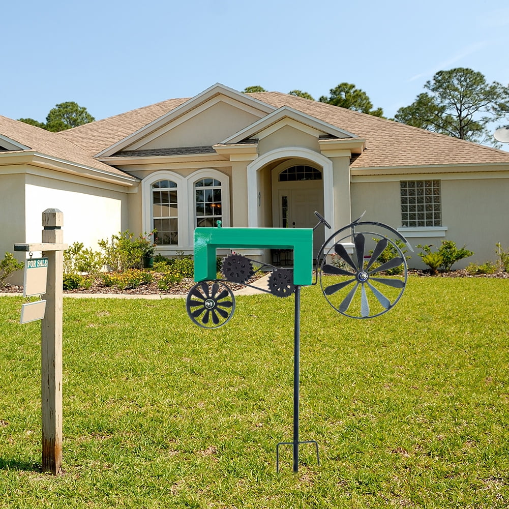 Yiaieng Metal Wrought Iron Rotatable Tractor Wind Windmill Ornament ...