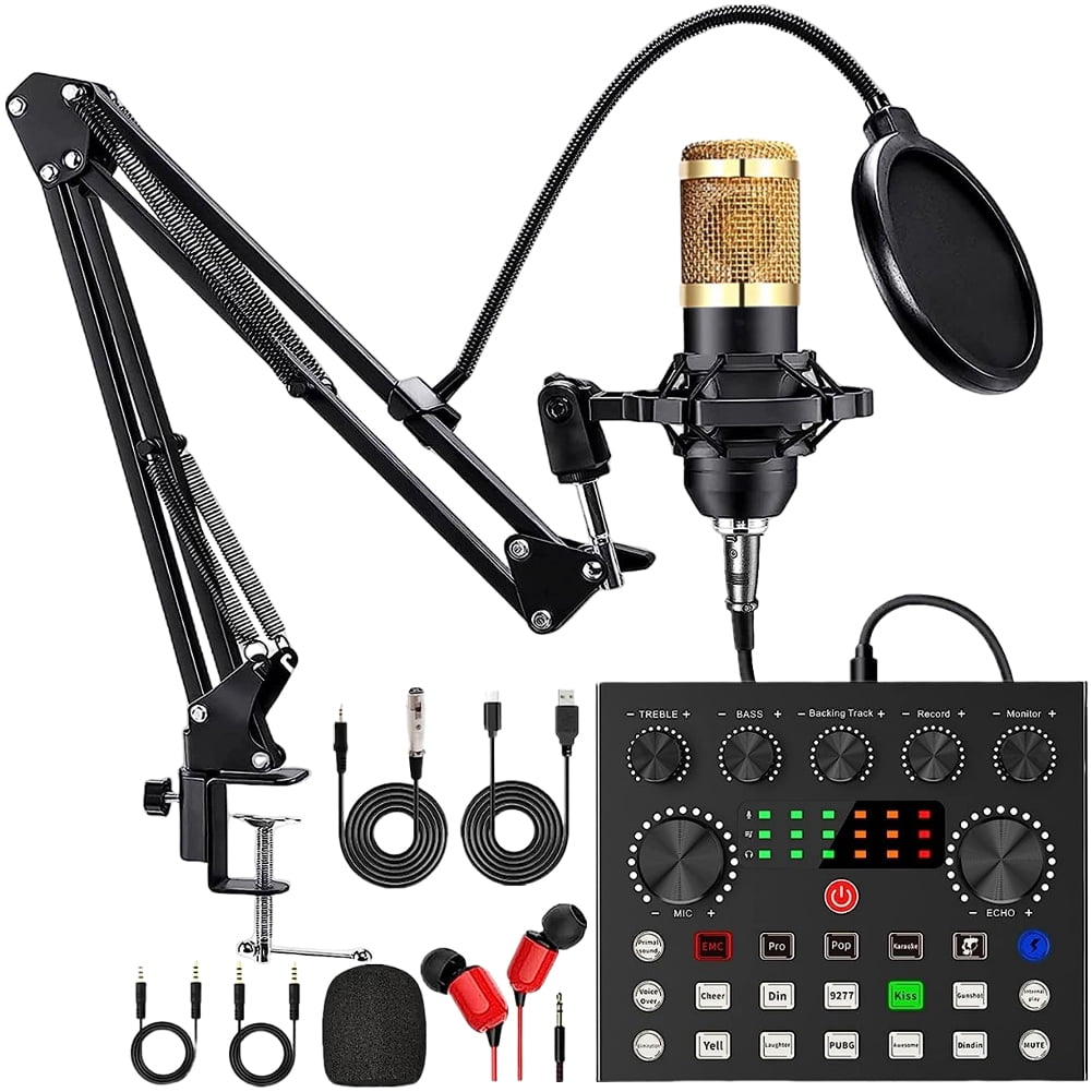 Yiaieng Podcast Equipment Bundle with Bm800 Microphone and V8 Sound ...