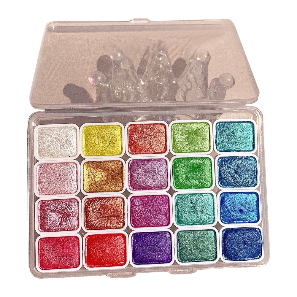 Yiaieng Portable Glitter Solid Water Color Metallic Glitter Watercolour ...