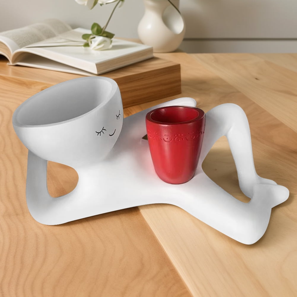 Yiaieng Relaxing Person Holding Pot Planter, Kinky Planter Ornament ...