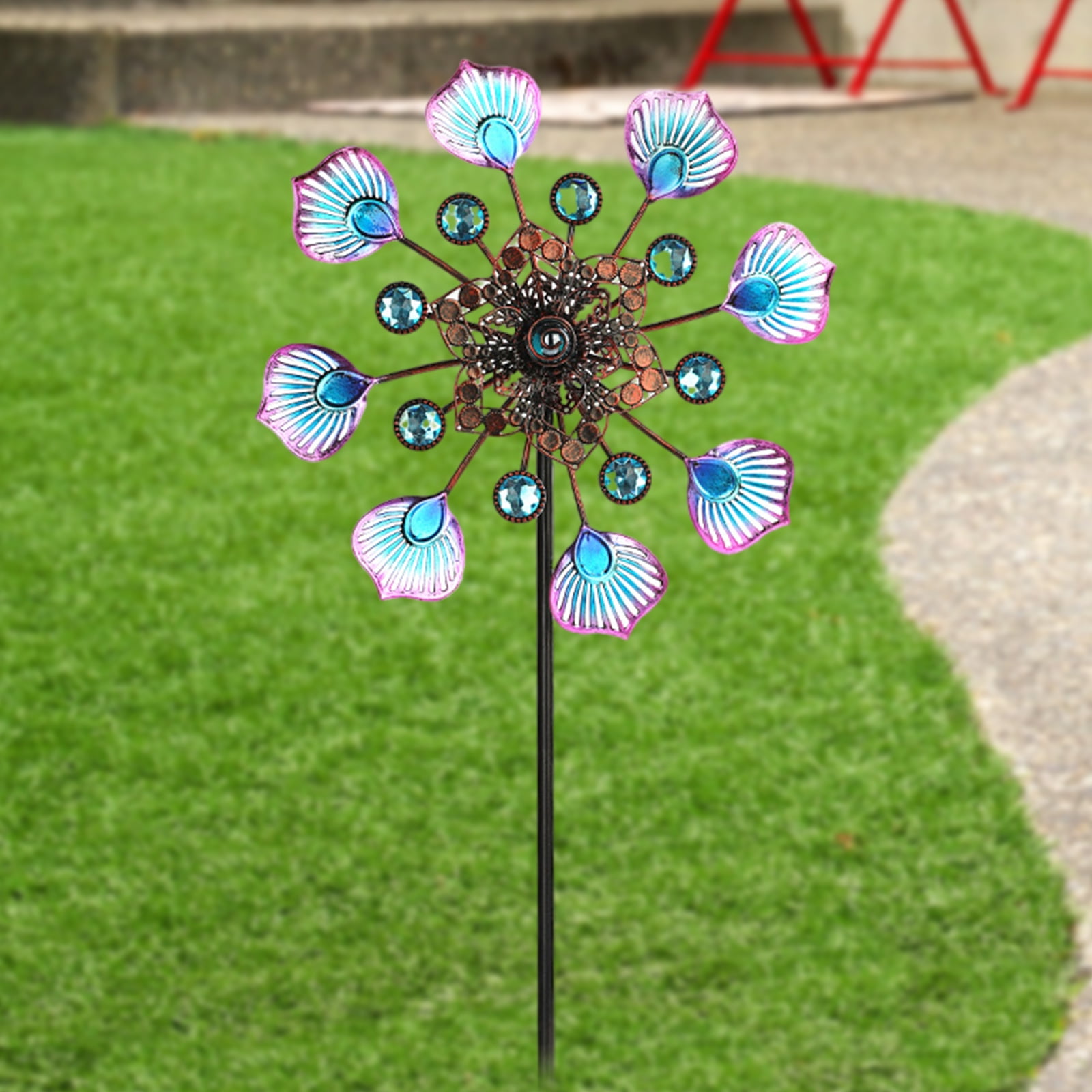 Yiaieng Rotating Windmill, Peacock Tail Rotating Windmill Iron Art ...