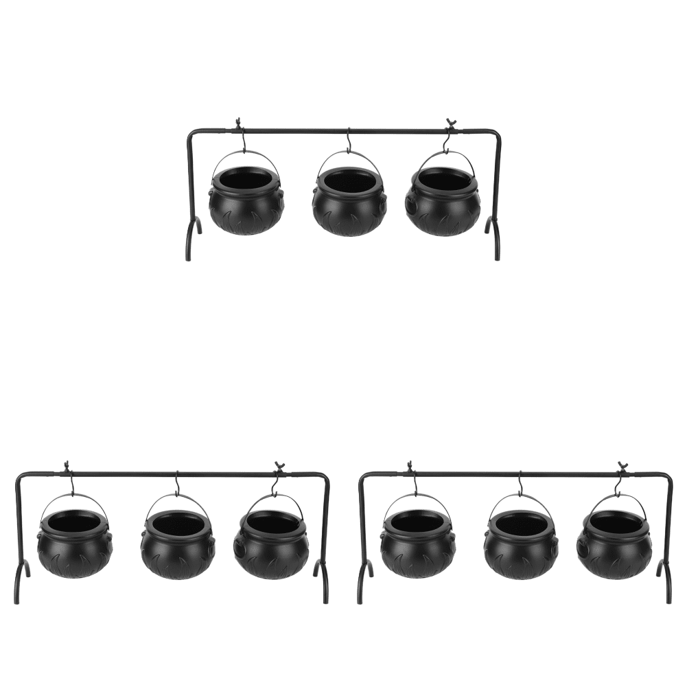 Yiaieng Set Of 3 Witches Cauldron Serving Bowls On Rack Halloween Party ...